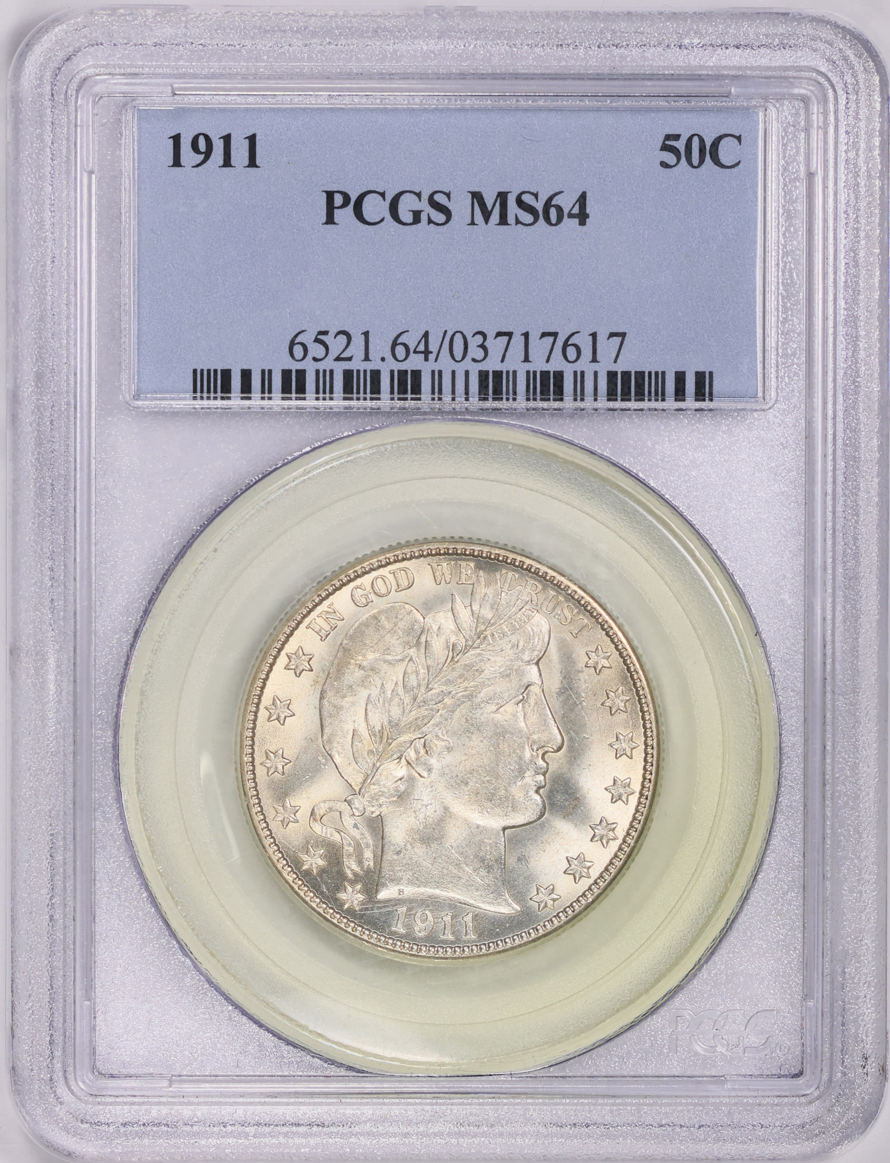 1911 Barber Half Dollar PCGS MS-64 (Item 1569711) | GreatCollections Coin Auctions