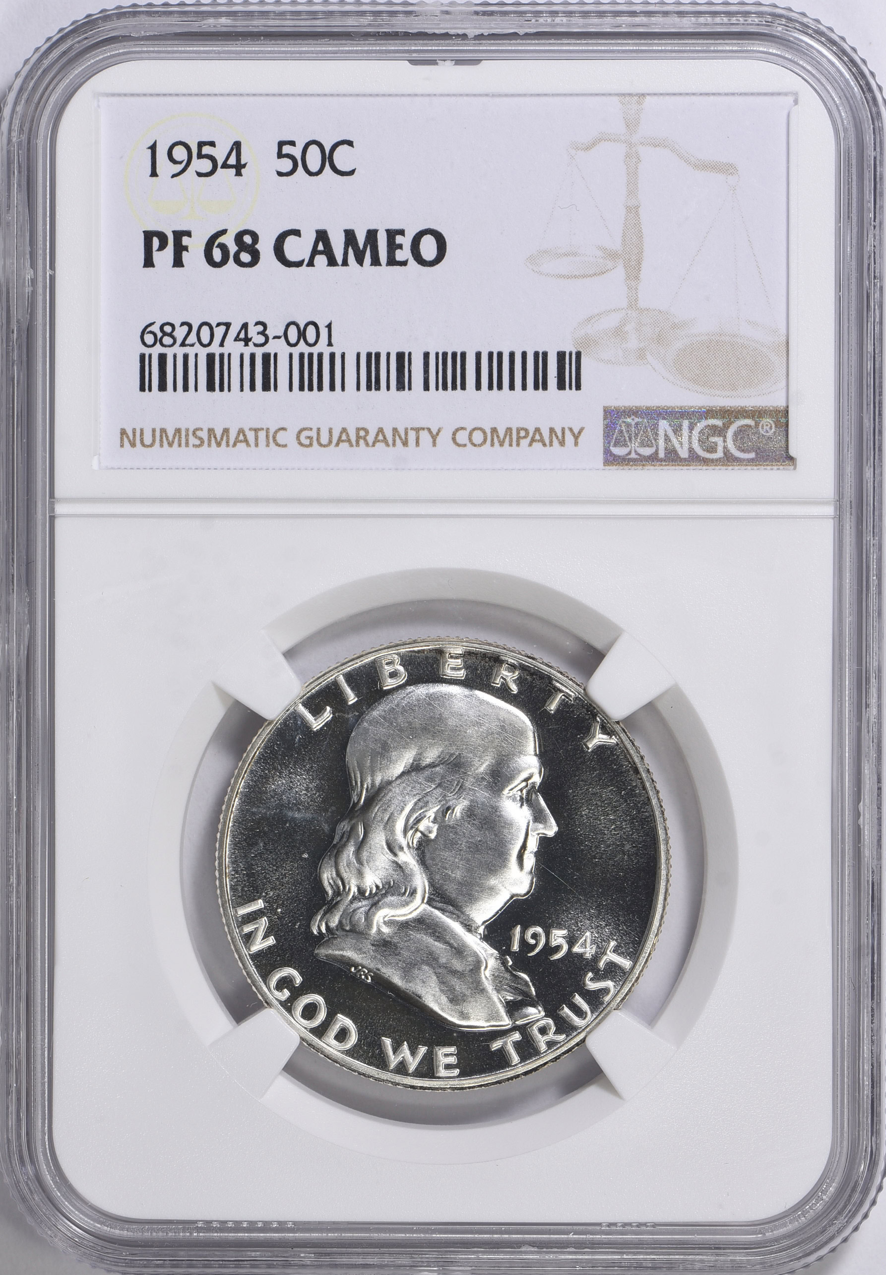 1954 Franklin Half Dollar NGC Proof-68 CAMEO (Item 1571700) | GreatCollections Coin Auctions