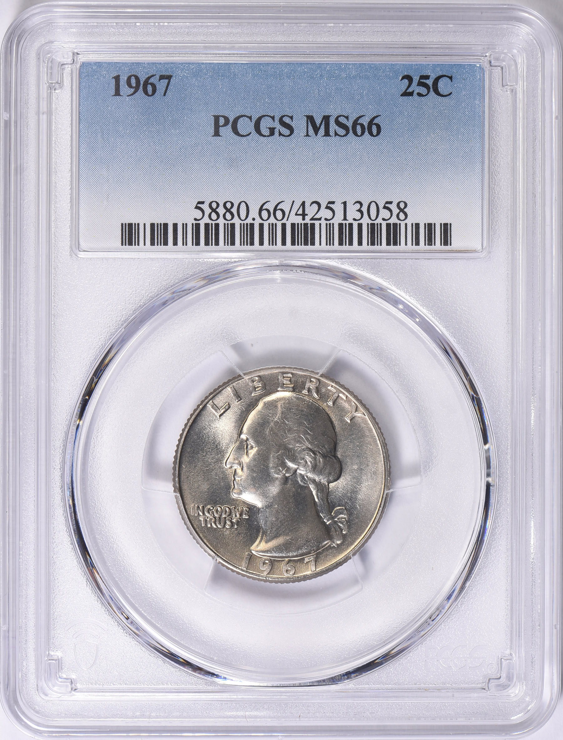 1967 Washington Quarter PCGS MS-66 (Item 1572425) | GreatCollections ...