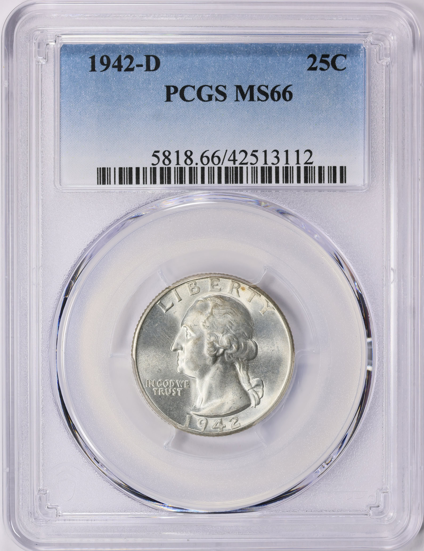 1942-D Washington Quarter PCGS MS-66 (Item 1572479) | GreatCollections Coin Auctions