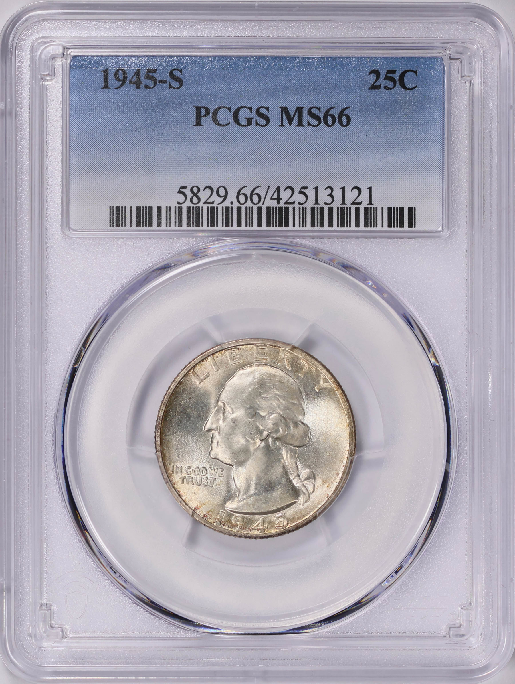 1945-S Washington Quarter PCGS MS-66 (Toned) (Item 1572488) | GreatCollections Coin Auctions