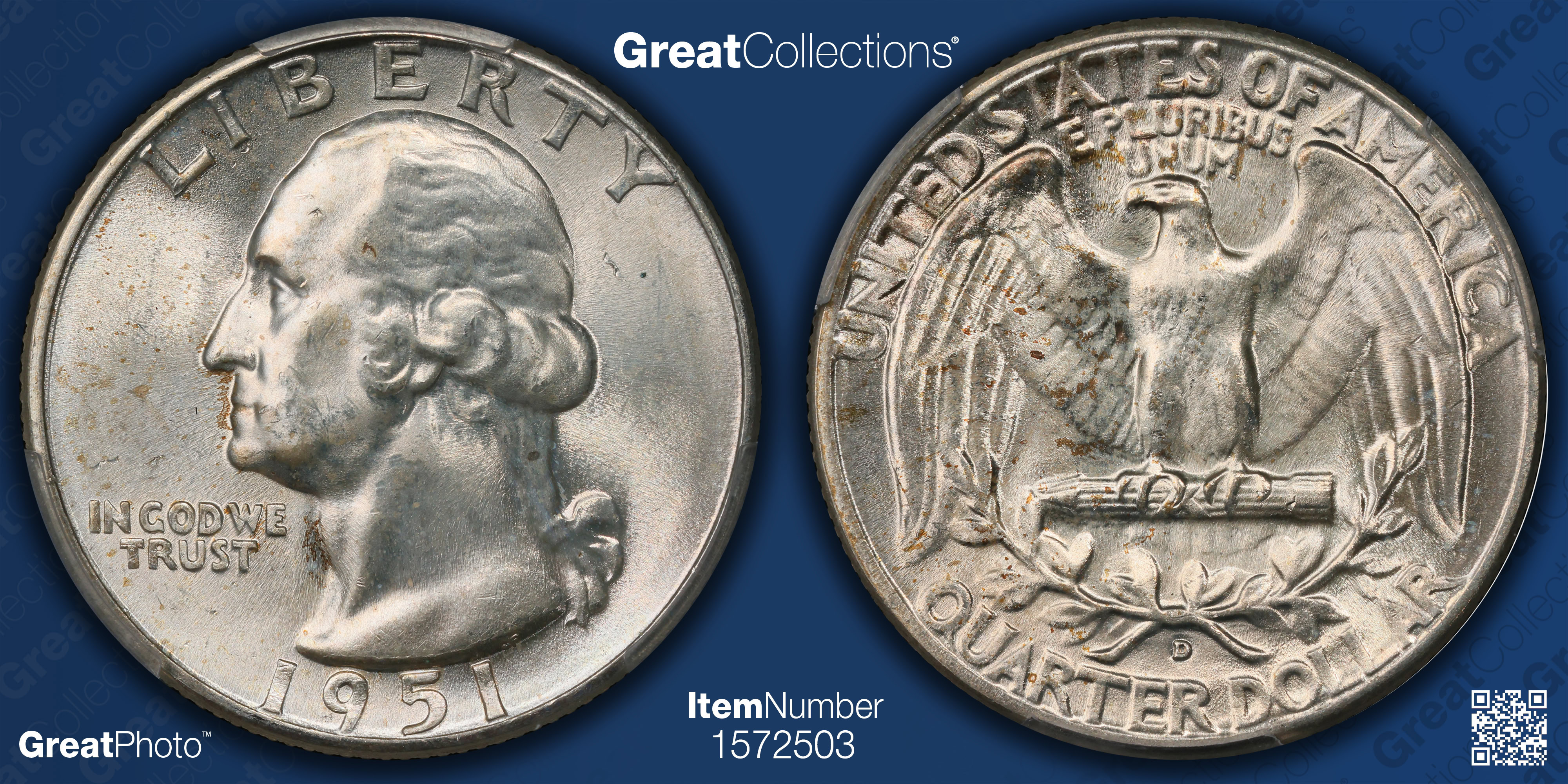 1951-D Washington Quarter PCGS MS-65 (Item 1572503) | GreatCollections ...
