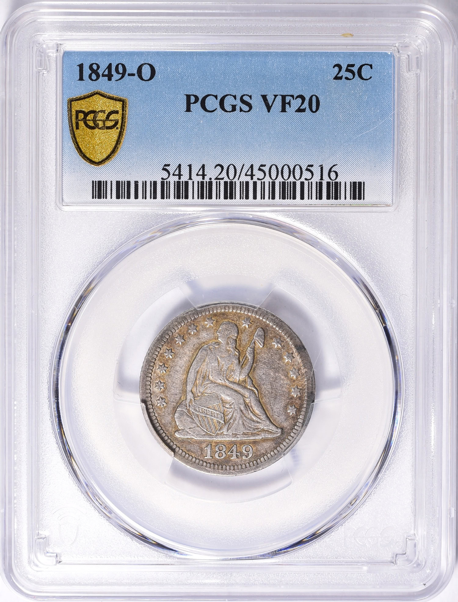 1849-O Seated Liberty Quarter PCGS VF-20 (Item 1574085) | GreatCollections Coin Auctions
