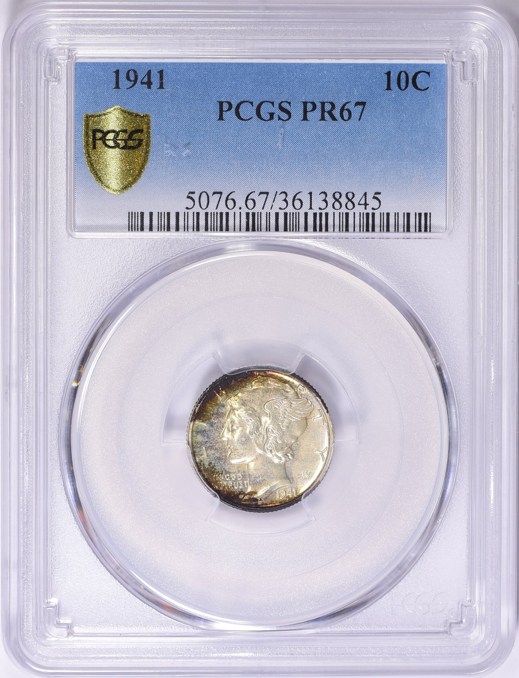 1941 Mercury Dime PCGS Proof-67 (Toned) (Item 1574585) | GreatCollections Coin Auctions