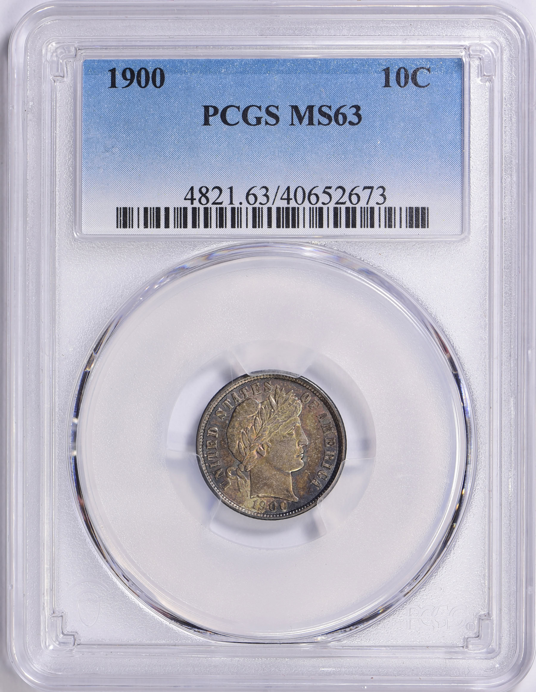 1900 Barber Dime PCGS MS-63 (Toned) (Item 1574982) | GreatCollections Coin Auctions