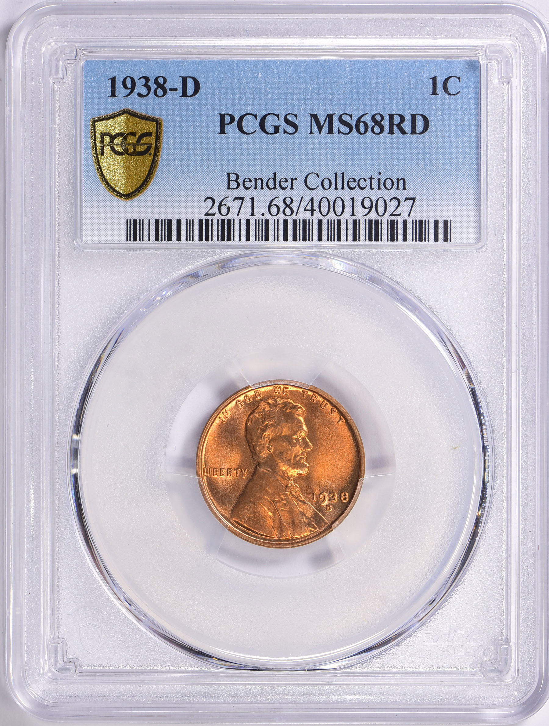 1938-D Lincoln Cent PCGS MS-68 RD (Bender Collection) (Item 1575458 ...