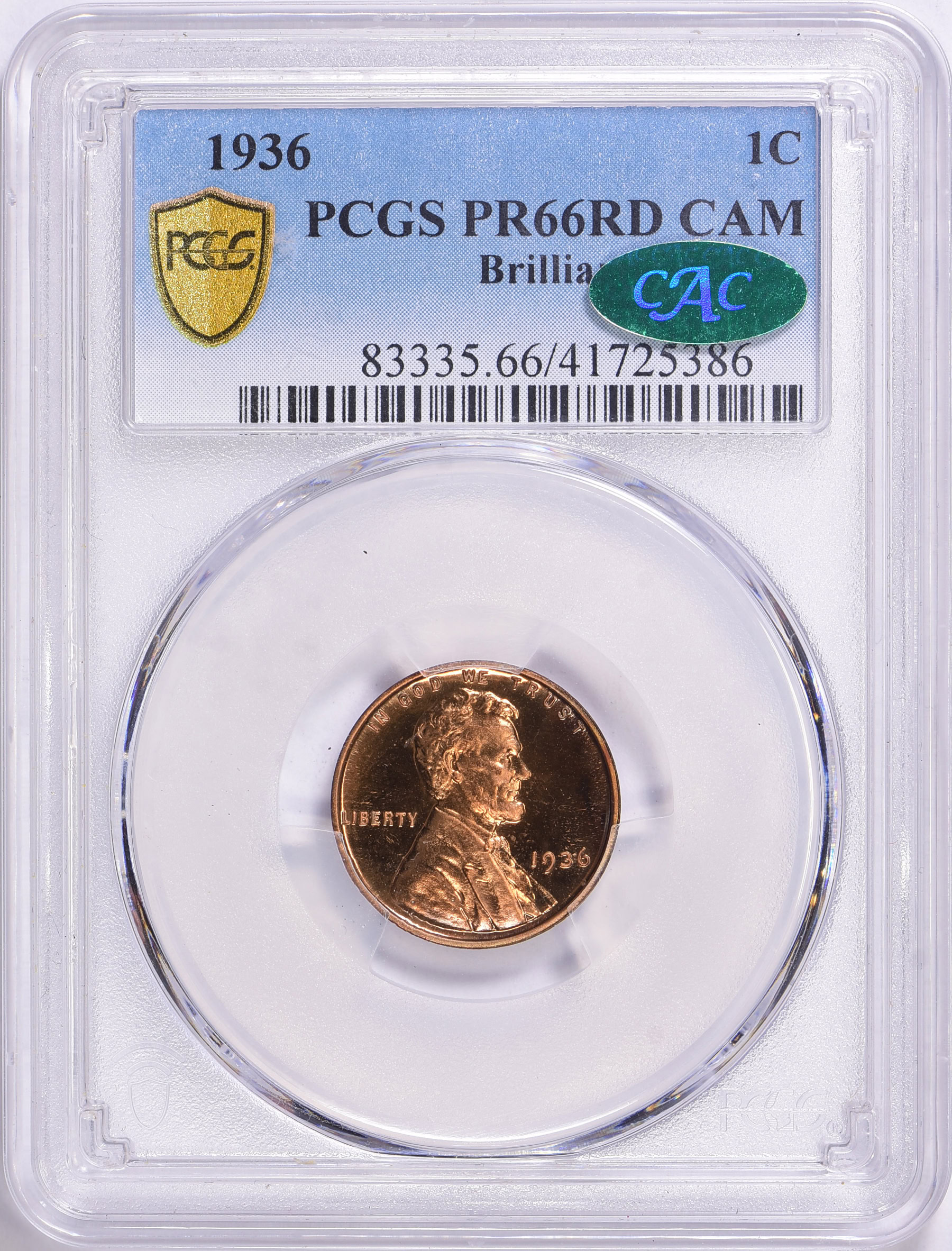 1936 Lincoln Cent Type 2 Brilliant PCGS Proof-66 CAMEO (CAC Green) (Item 1575486 ...