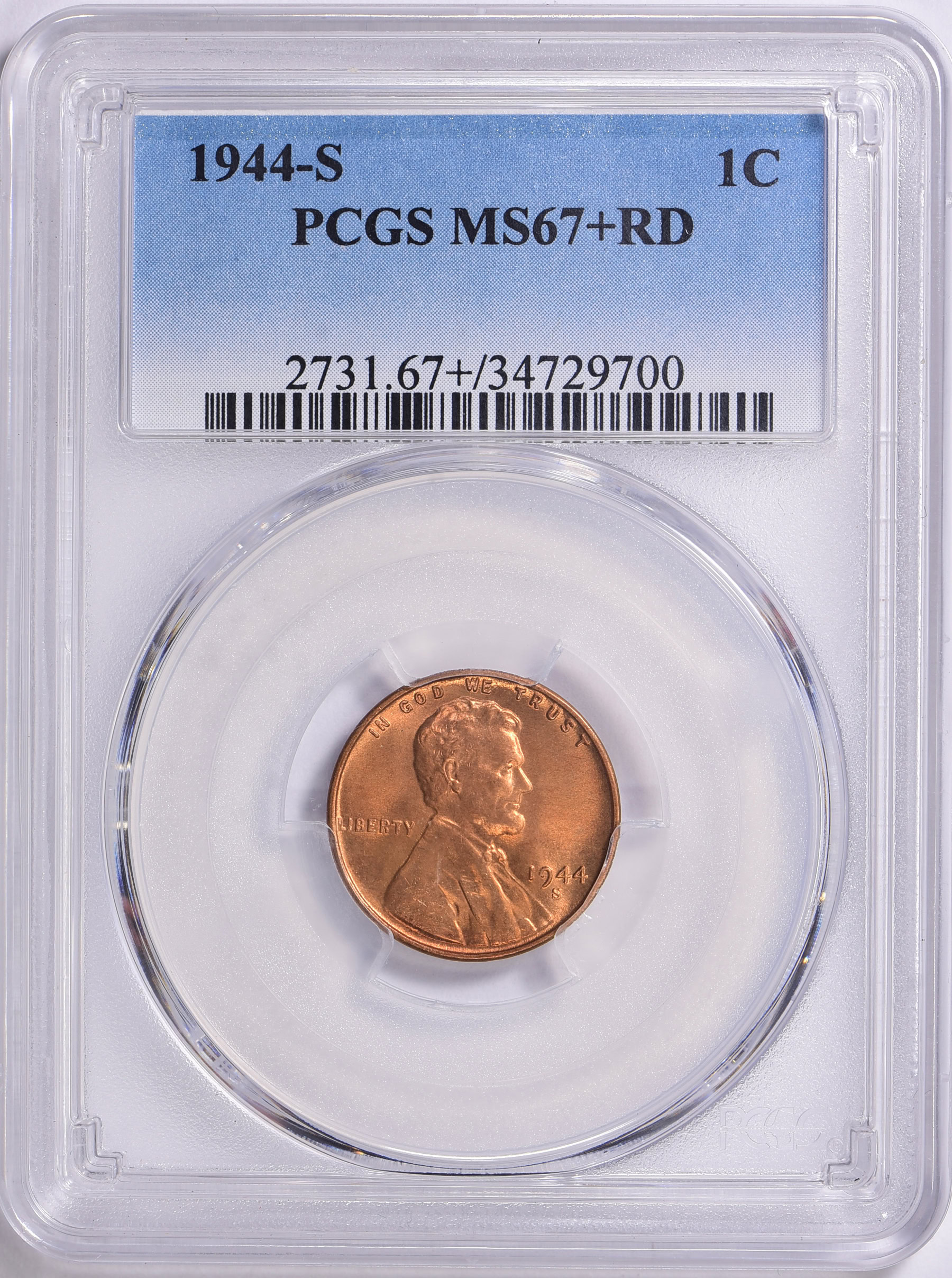 1944-S Lincoln Cent PCGS MS-67+ RD (Item 1575497) | GreatCollections Coin Auctions
