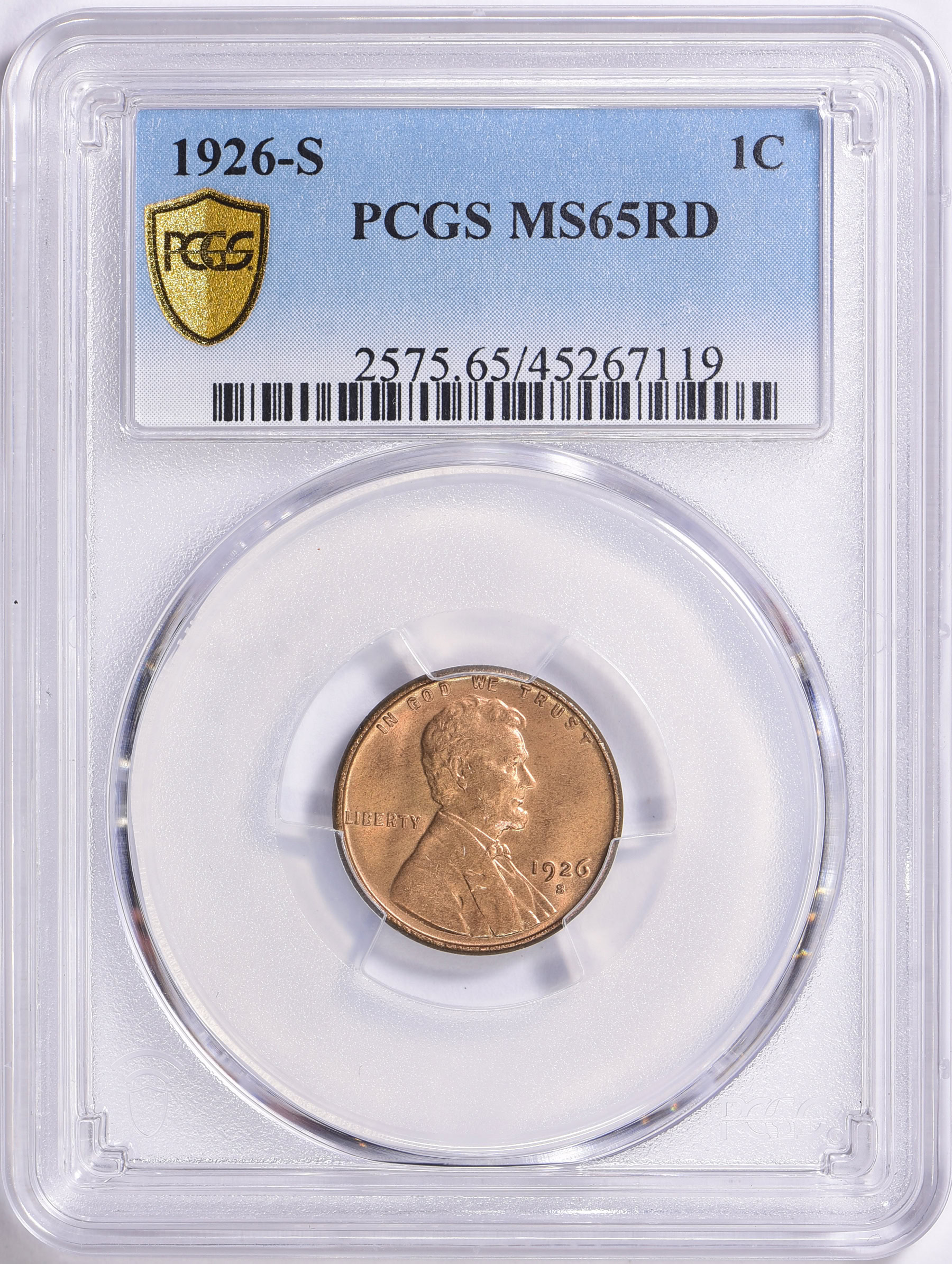 1926-S Lincoln Cent PCGS MS-65 RD (Item 1575521) | GreatCollections Coin Auctions