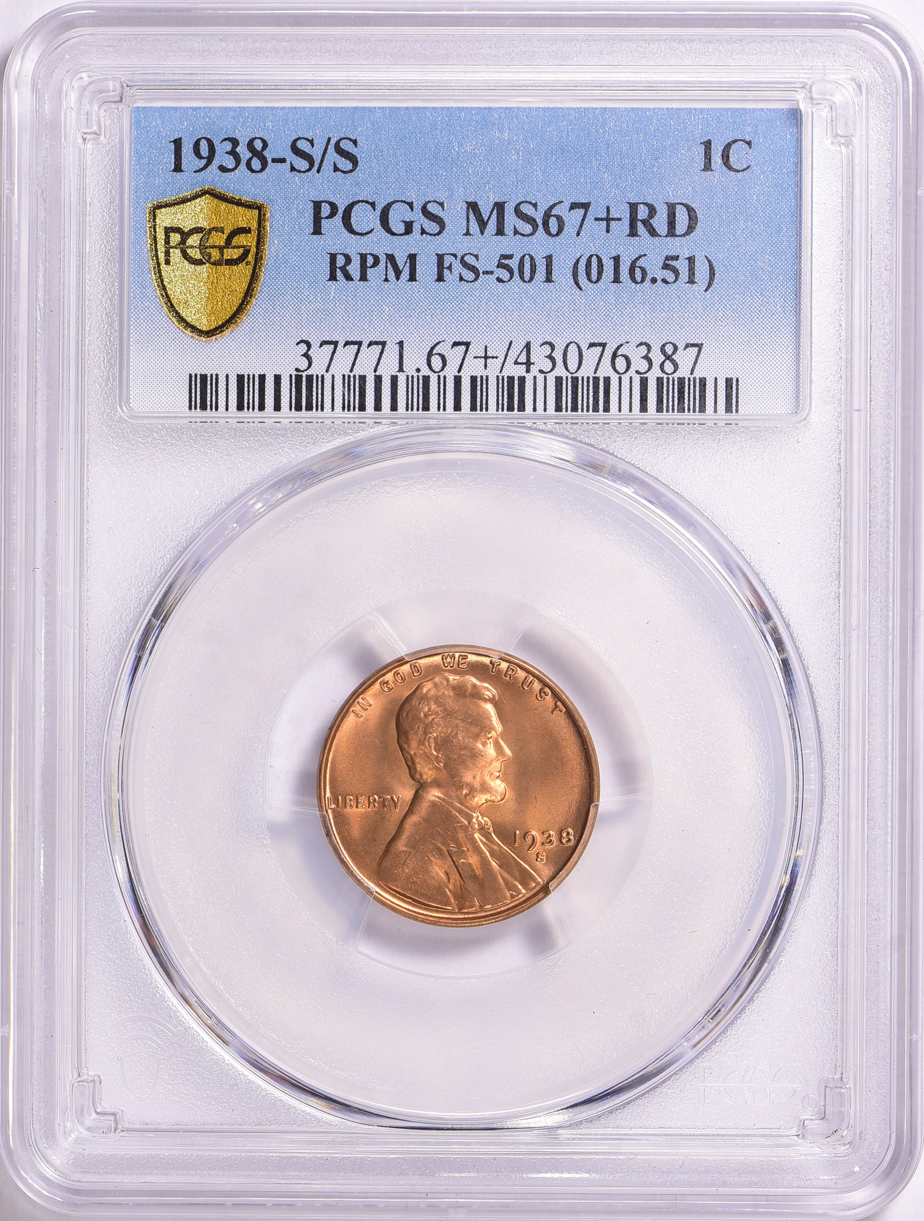 1938-S/S Lincoln Cent Repunched Mintmark FS-501 (016.51) PCGS MS-67+ RD (Item 1575533 ...