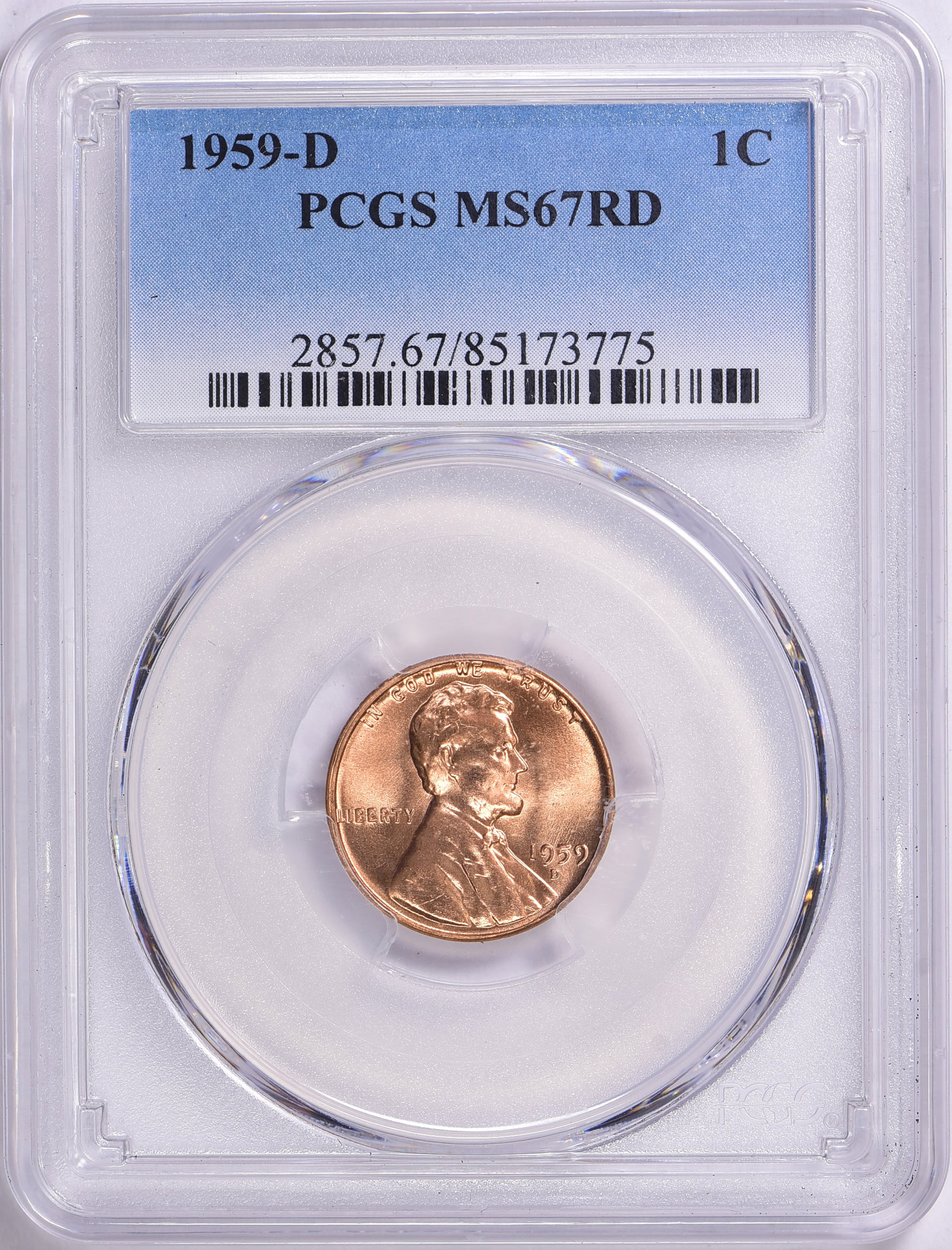 1959-D Lincoln Cent PCGS MS-67 RD (Item 1575548) | GreatCollections Coin Auctions