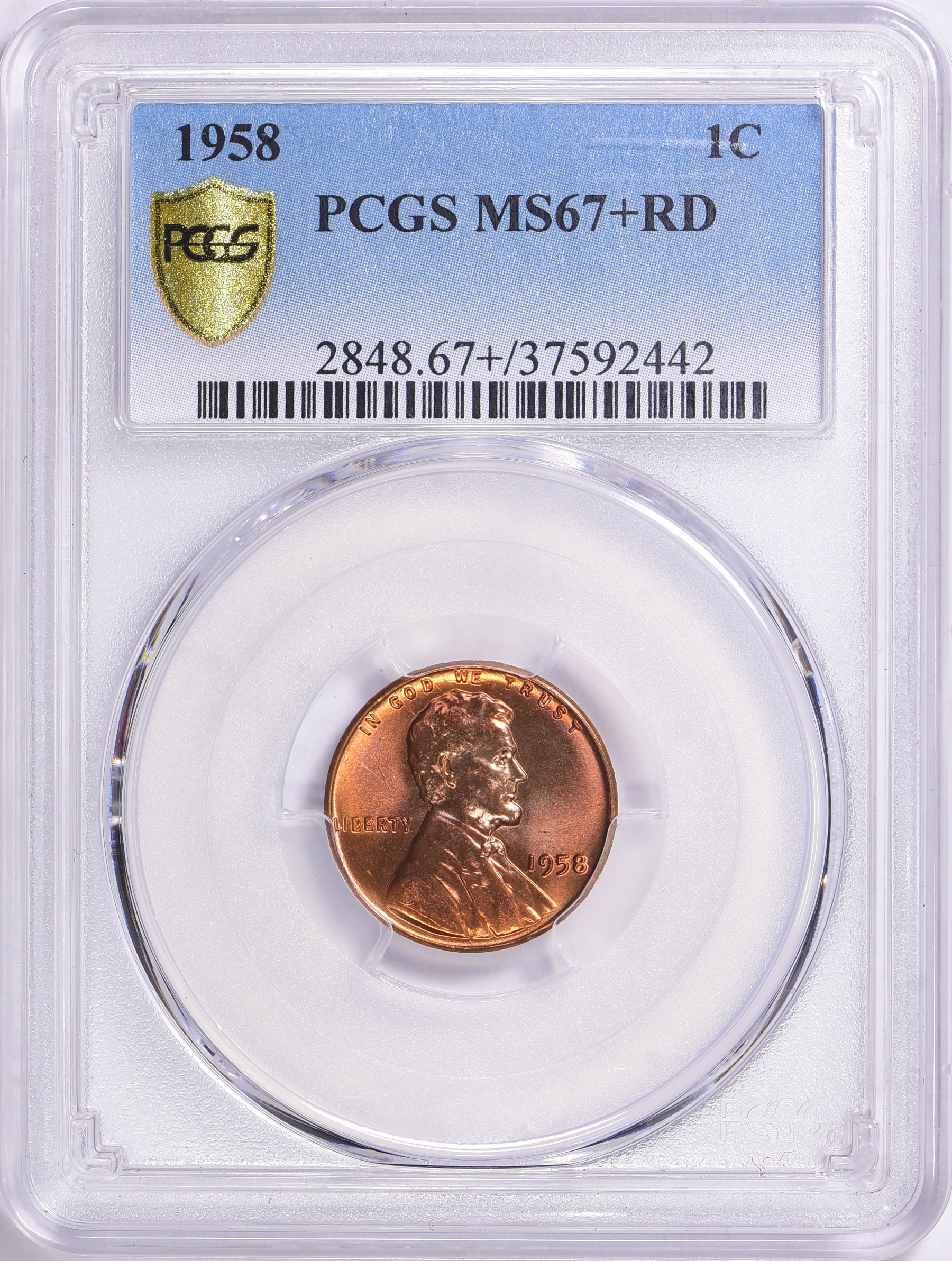 1958 Lincoln Cent PCGS MS-67+ RD (Item 1575549) | GreatCollections Coin Auctions