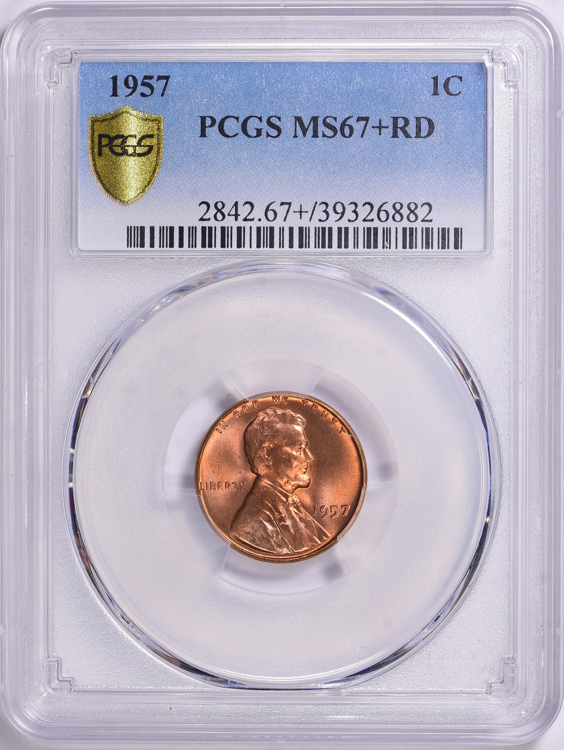 1957 Lincoln Cent PCGS MS-67+ RD (Item 1575552) | GreatCollections Coin Auctions