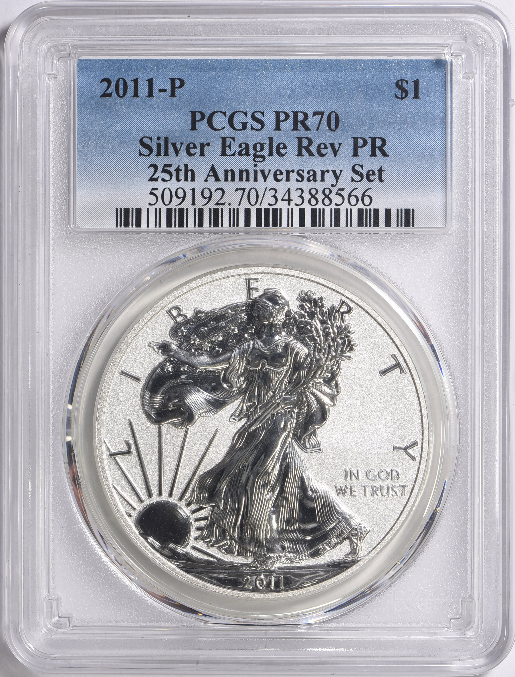 2011-P $1 Silver Eagle Reverse Proof 25th Anniversary PCGS Proof-70 ...