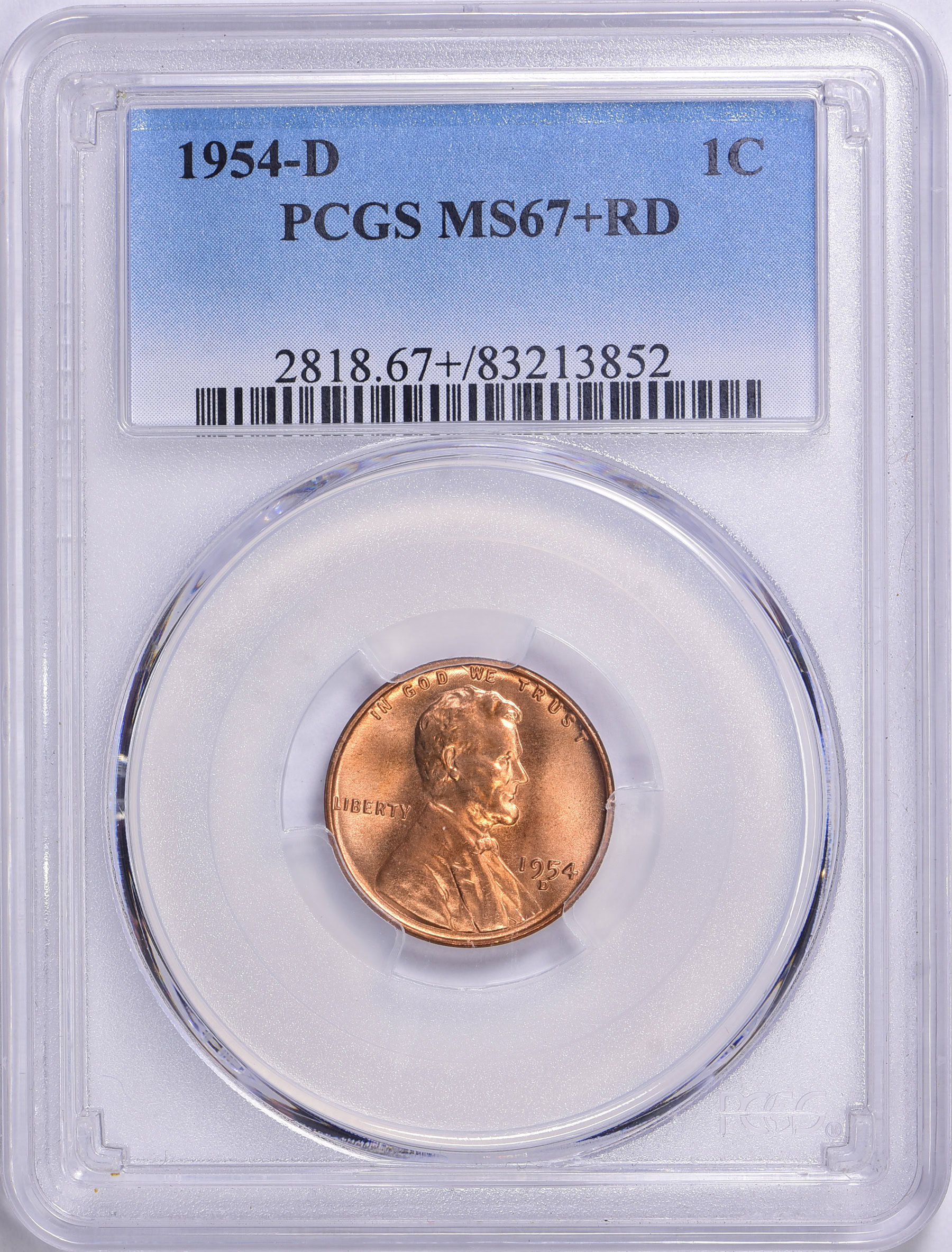 1954-D Lincoln Cent PCGS MS-67+ RD (Item 1575651) | GreatCollections Coin Auctions