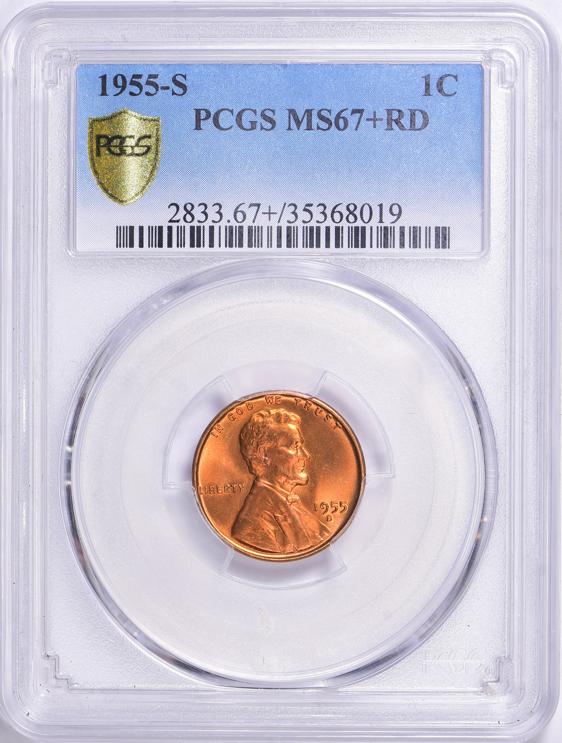 1955-S Lincoln Cent PCGS MS-67+ RD (Item 1575654) | GreatCollections Coin Auctions
