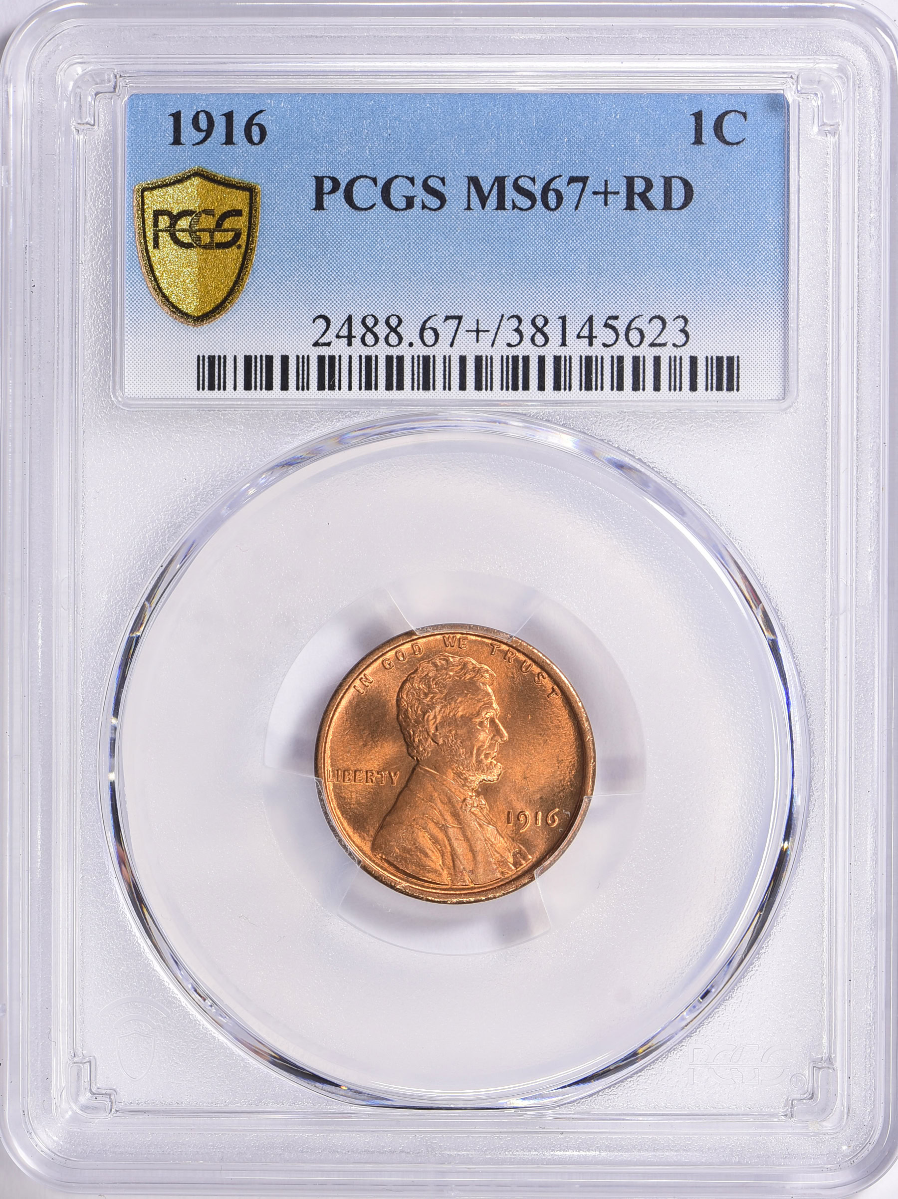 1916 Lincoln Cent PCGS MS-67+ RD (Item 1575747) | GreatCollections Coin Auctions