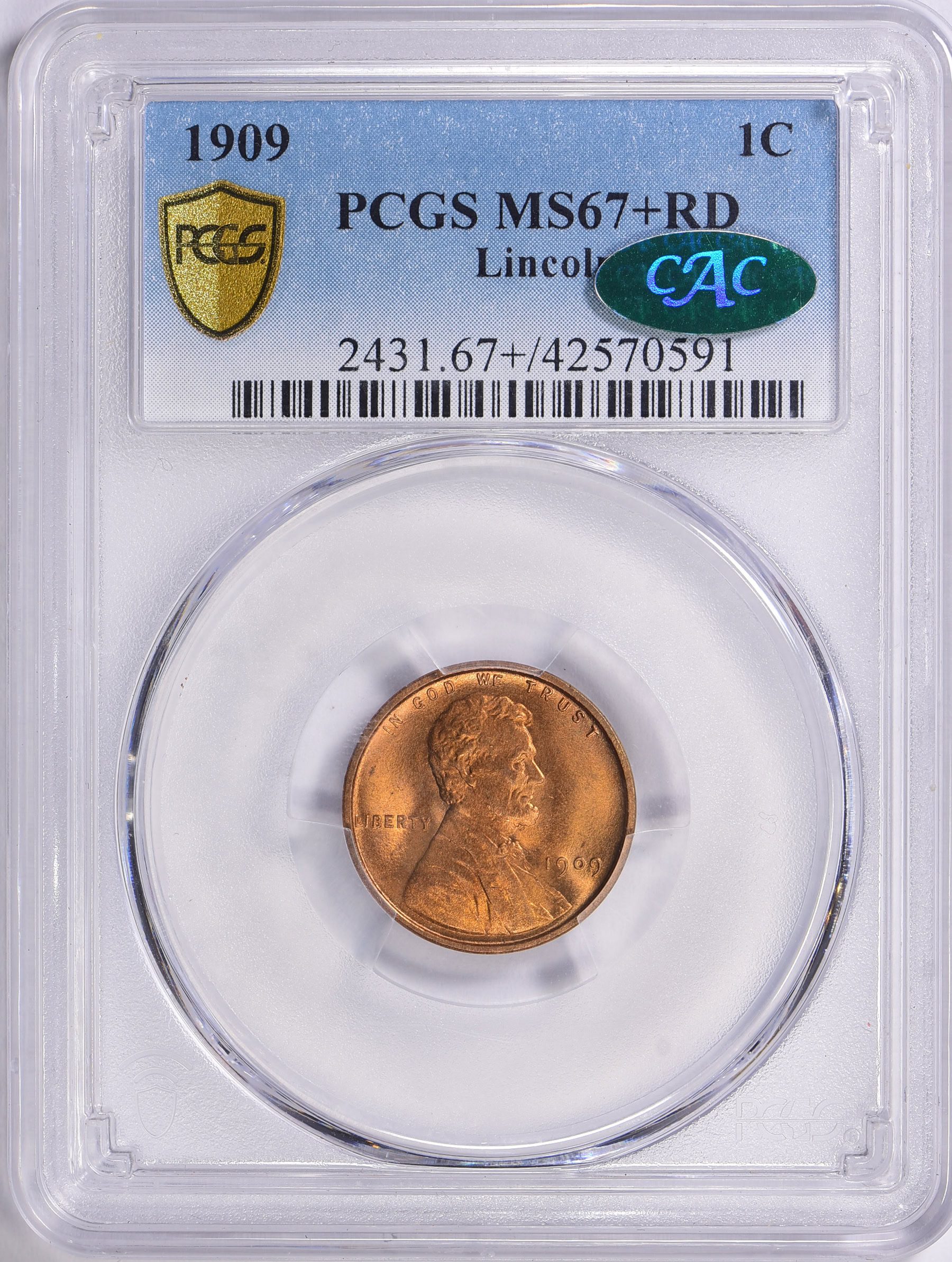 1909 Lincoln Cent PCGS MS-67+ RD (CAC Green) (Item 1575790 ...
