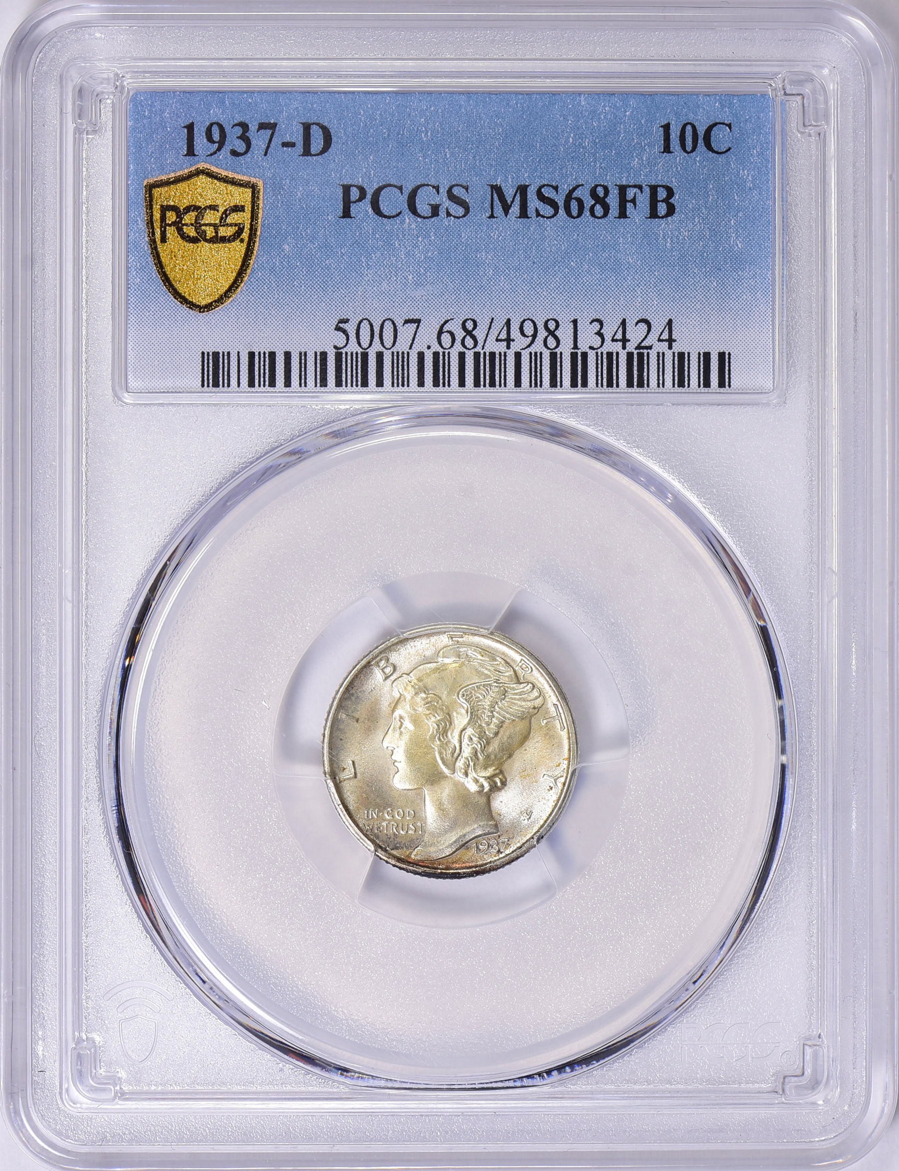 1937-D Mercury Dime PCGS MS-68 FB (Toned) (Item 1576330) | GreatCollections Coin Auctions