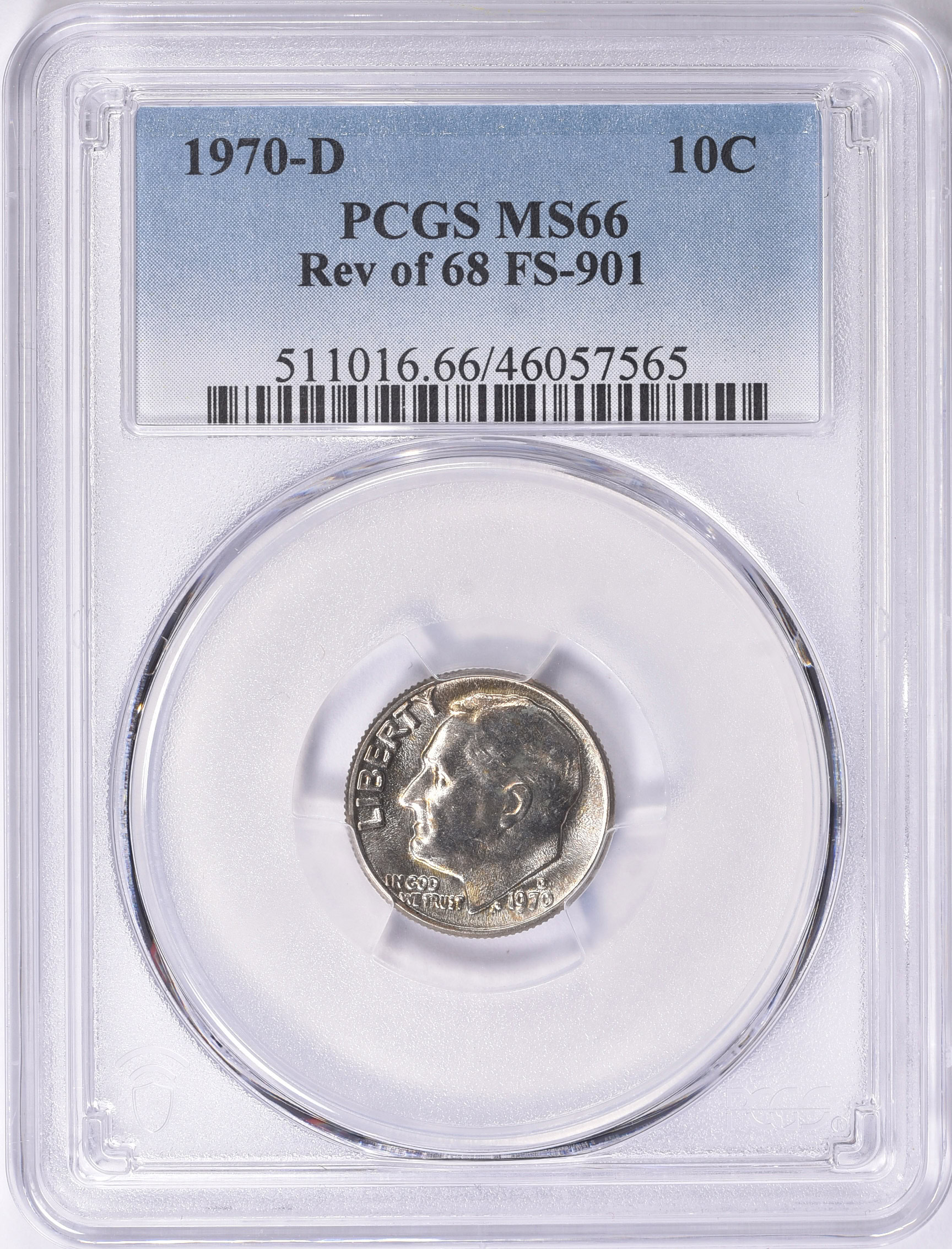 1970-D Roosevelt Dime Reverse of 1968 FS-901 PCGS MS-66 (Item 1577724 ...