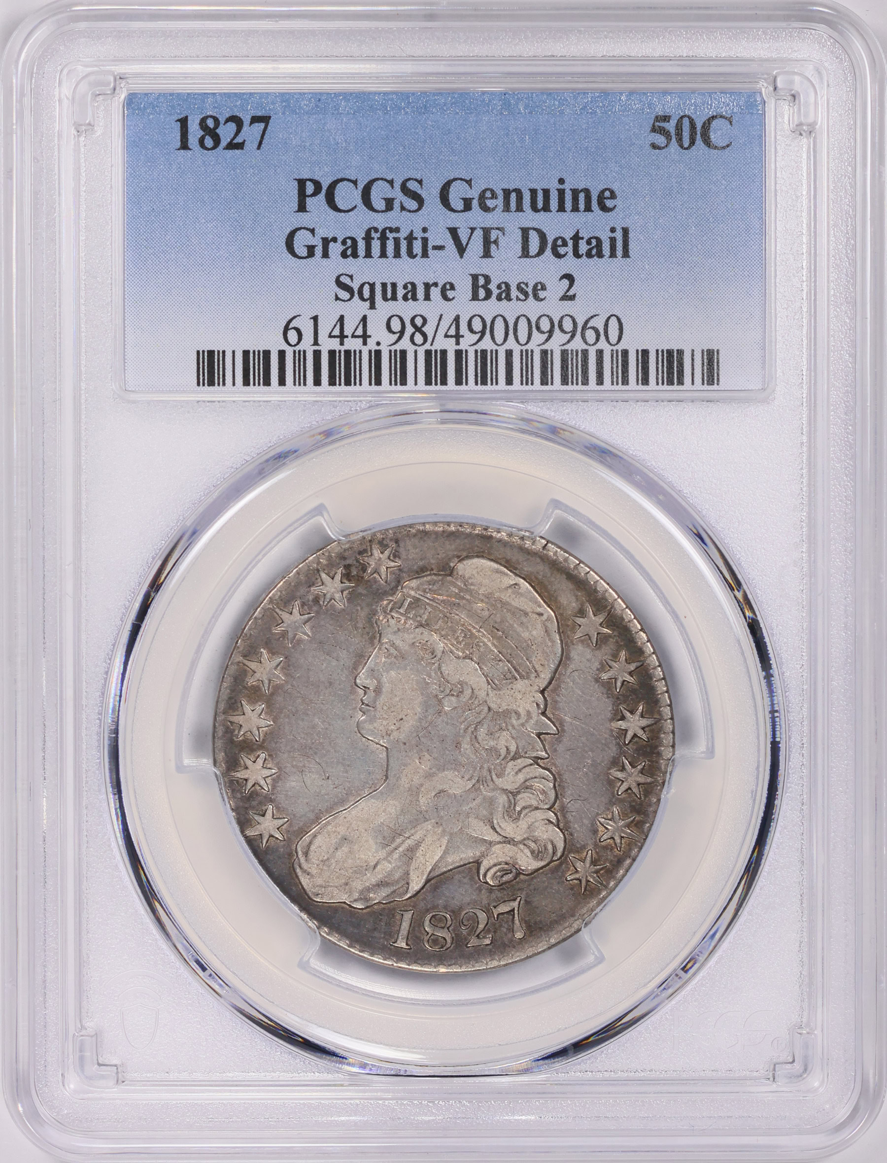 1827 Capped Bust Half Dollar Square Base 2 PCGS Genuine VF Details ...