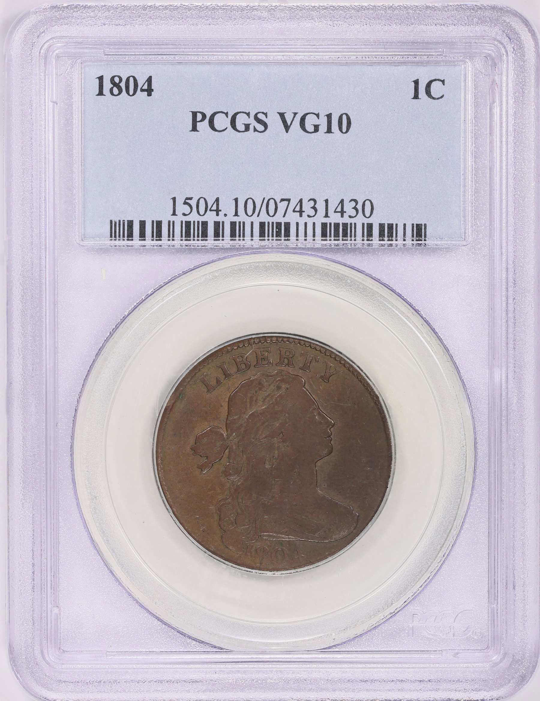 1804 Draped Bust Cent PCGS VG-10 BN (Item 1578926) | GreatCollections ...