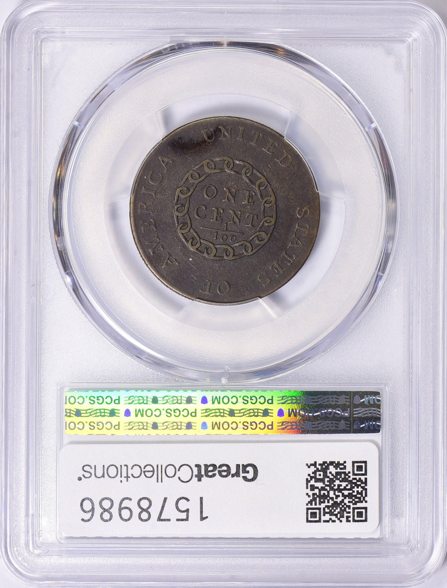 1793 Chain Cent Periods Sheldon 4 PCGS VF-25 BN (Ellsworth Collection ...