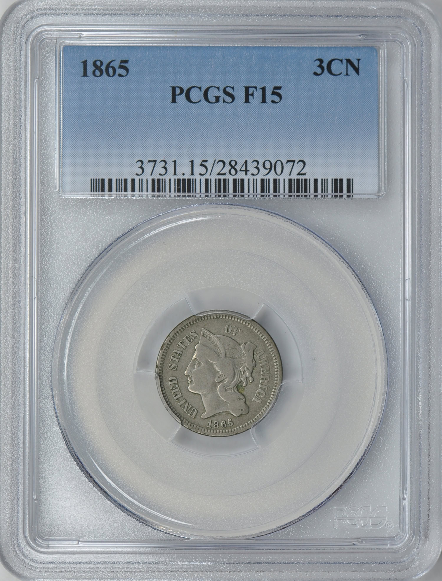 1865 Nickel Three-Cent Piece PCGS F-15 (Item 157924) | GreatCollections ...