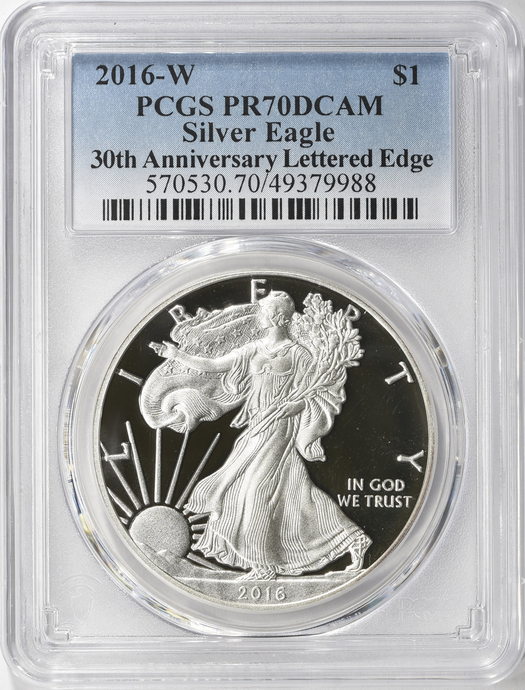 2016-W $1 Silver Eagle 30th Anniversary - Lettered Edge PCGS Proof-70 DCAM (Item 1579806 ...