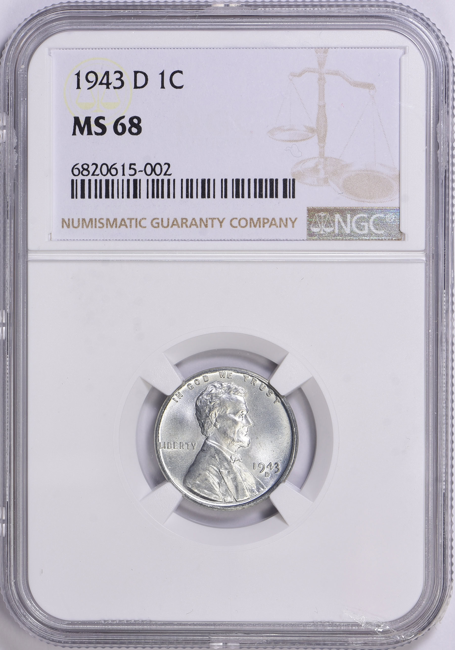 1943-D Lincoln Cent NGC MS-68 (Item 1580013) | GreatCollections Coin ...