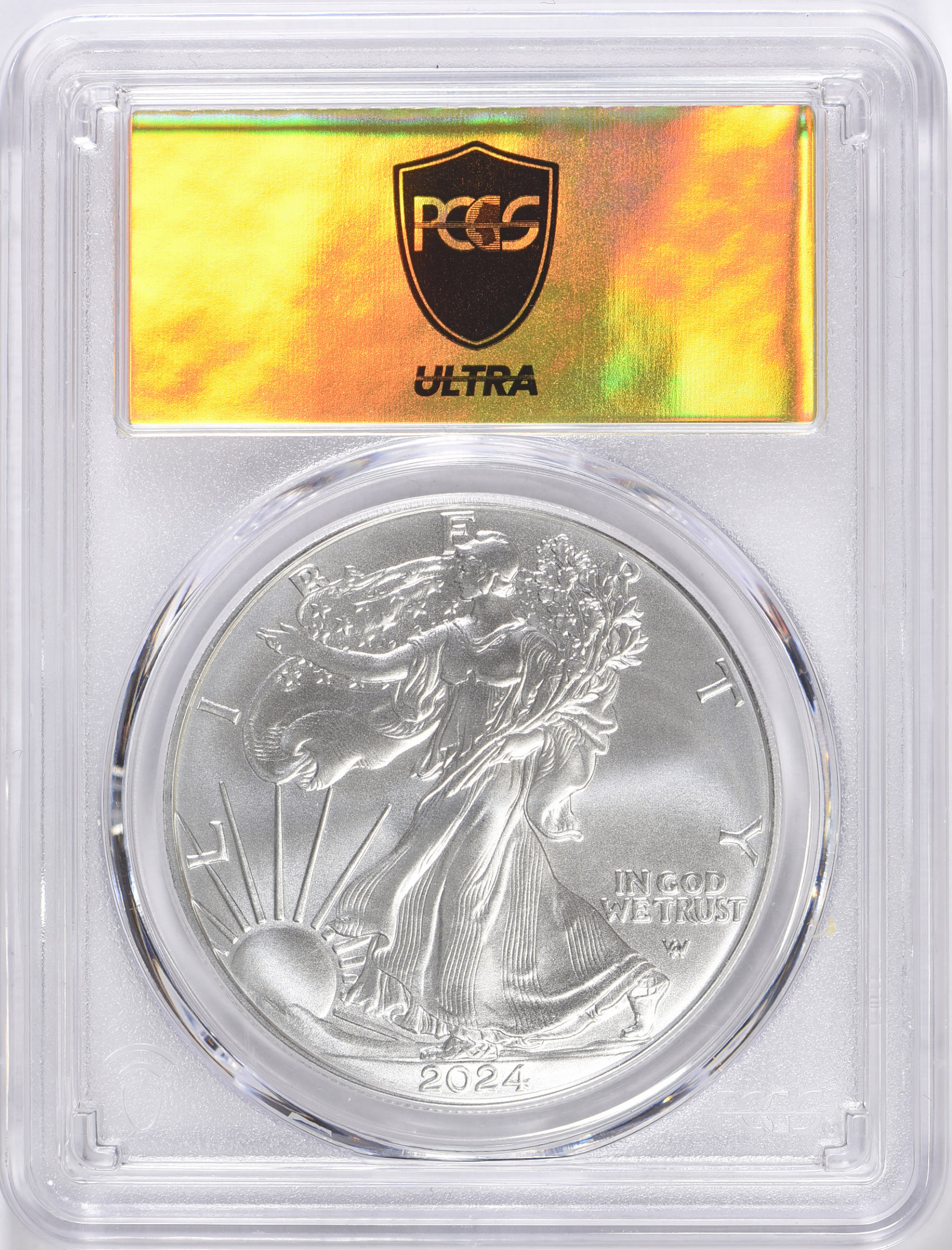 2024 $1 Silver Eagle PCGS MS-70 (Ultra Breaks Gold Rush Label) | PCGS ...