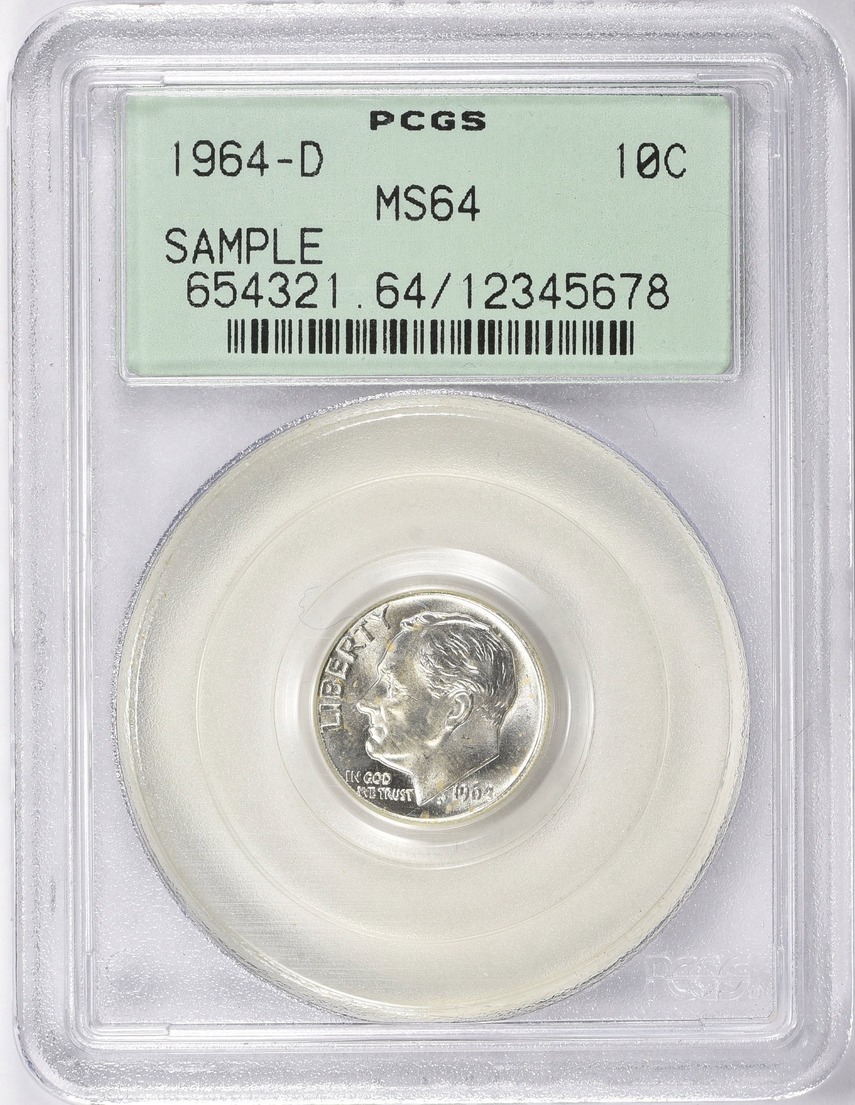 1964-D Roosevelt Dime PCGS MS-64 OGH (Sample Slab) (Item 1582987 ...
