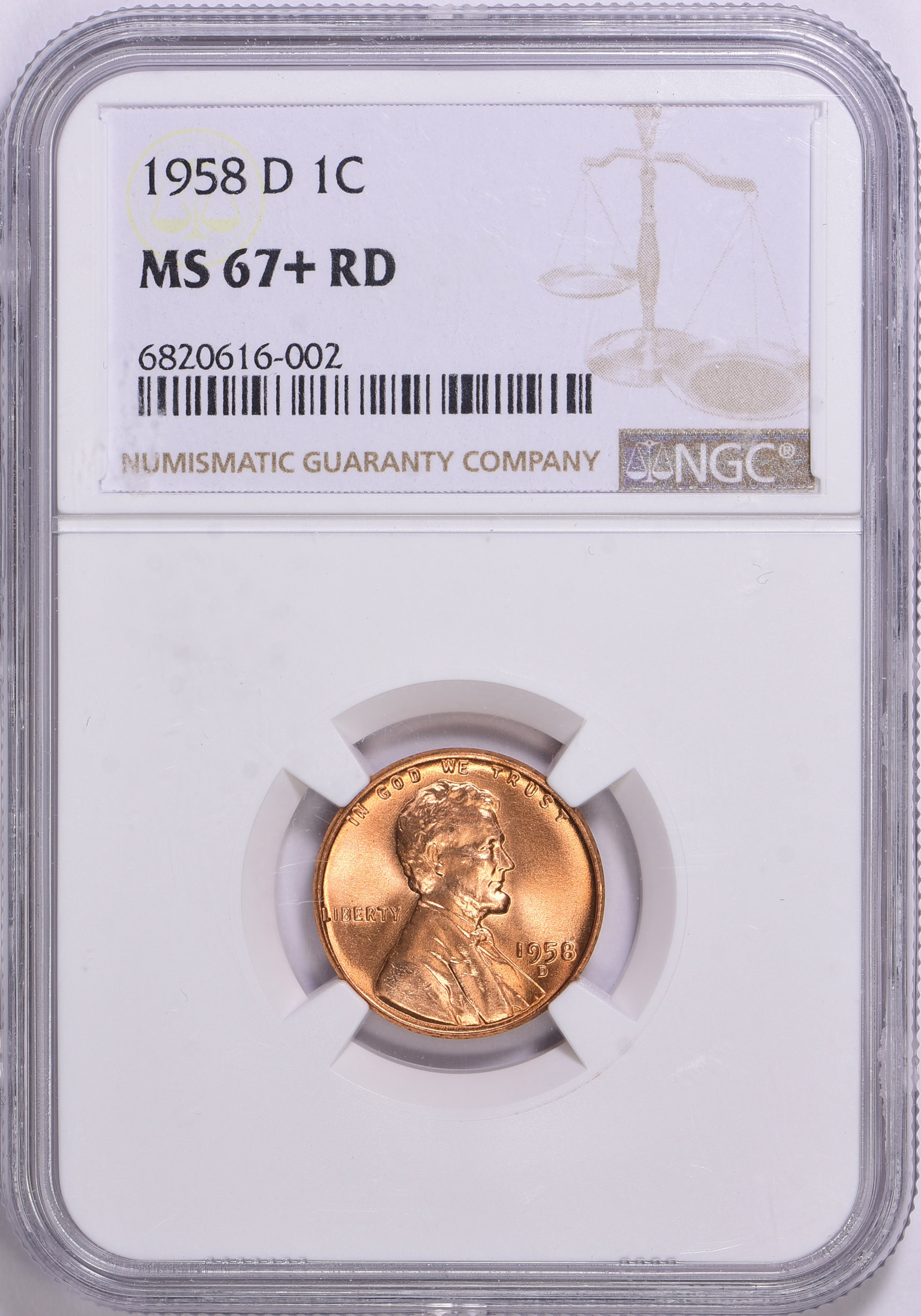 1958-D Lincoln Cent NGC MS-67+ RD (Item 1583127) | GreatCollections Coin Auctions
