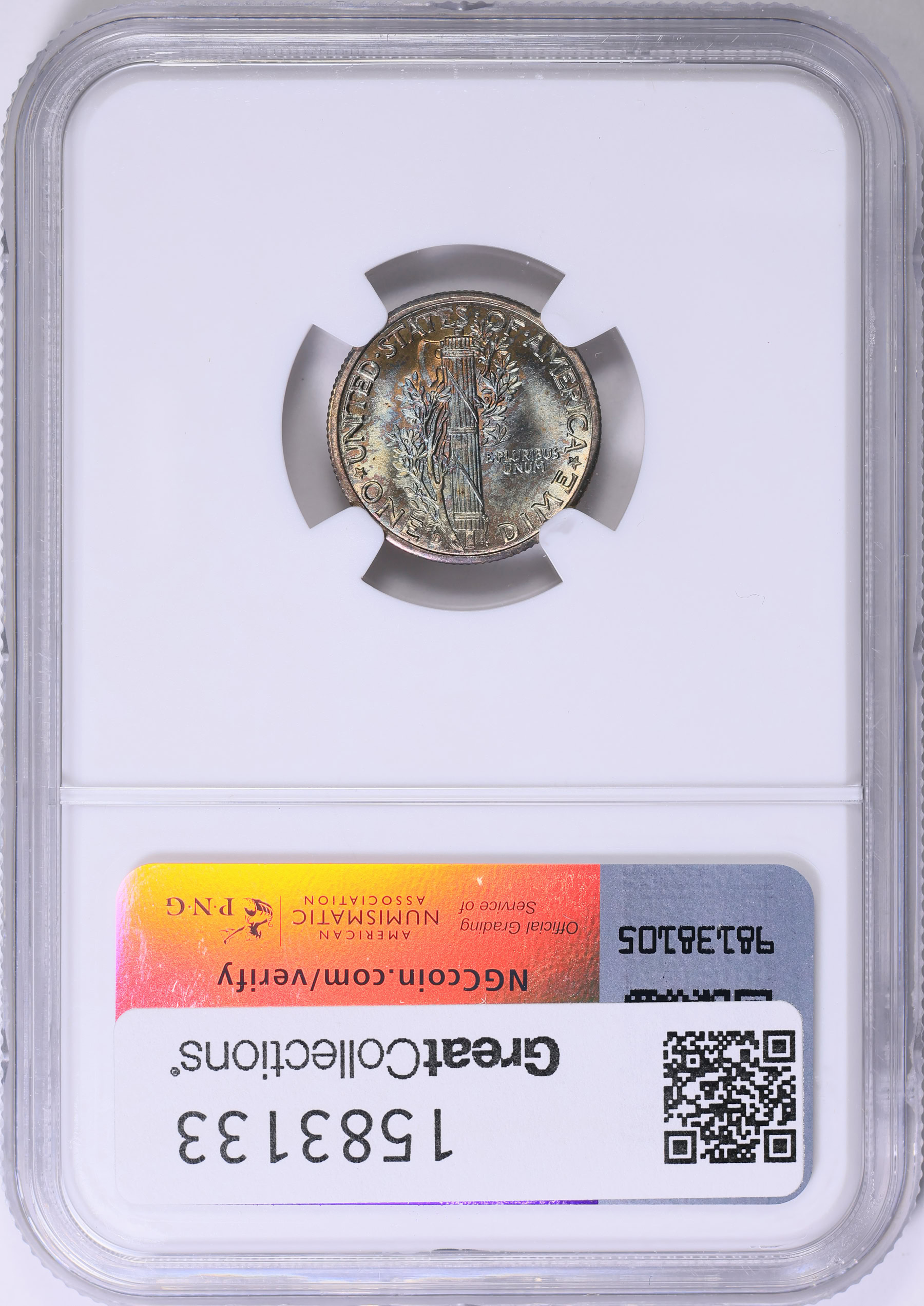 1944-D Mercury Dime NGC MS-67 FB (Toned) (Item 1583133) | GreatCollections Coin Auctions