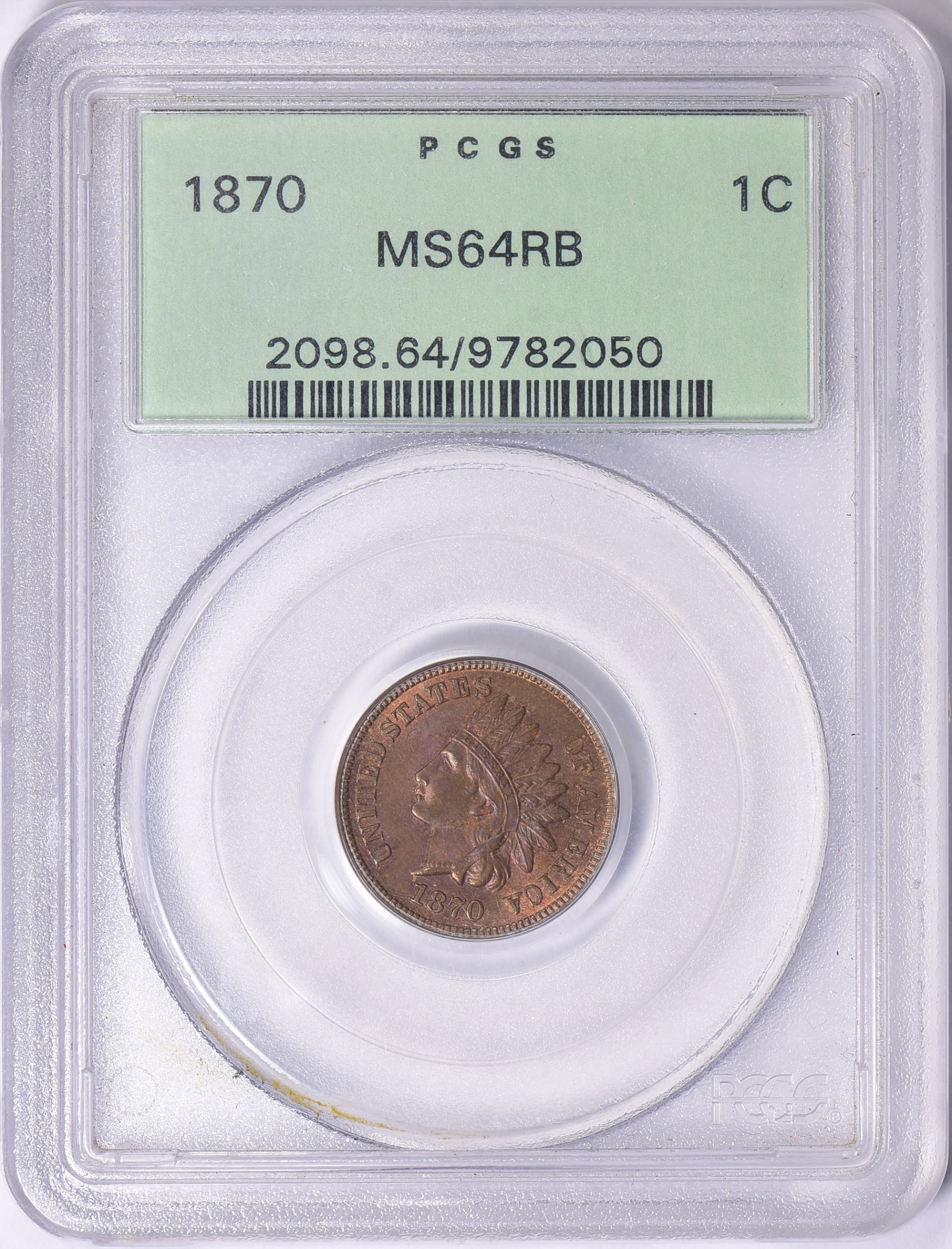 1870 Indian Cent PCGS MS-64 RB OGH (Item 1584366) | GreatCollections Coin Auctions