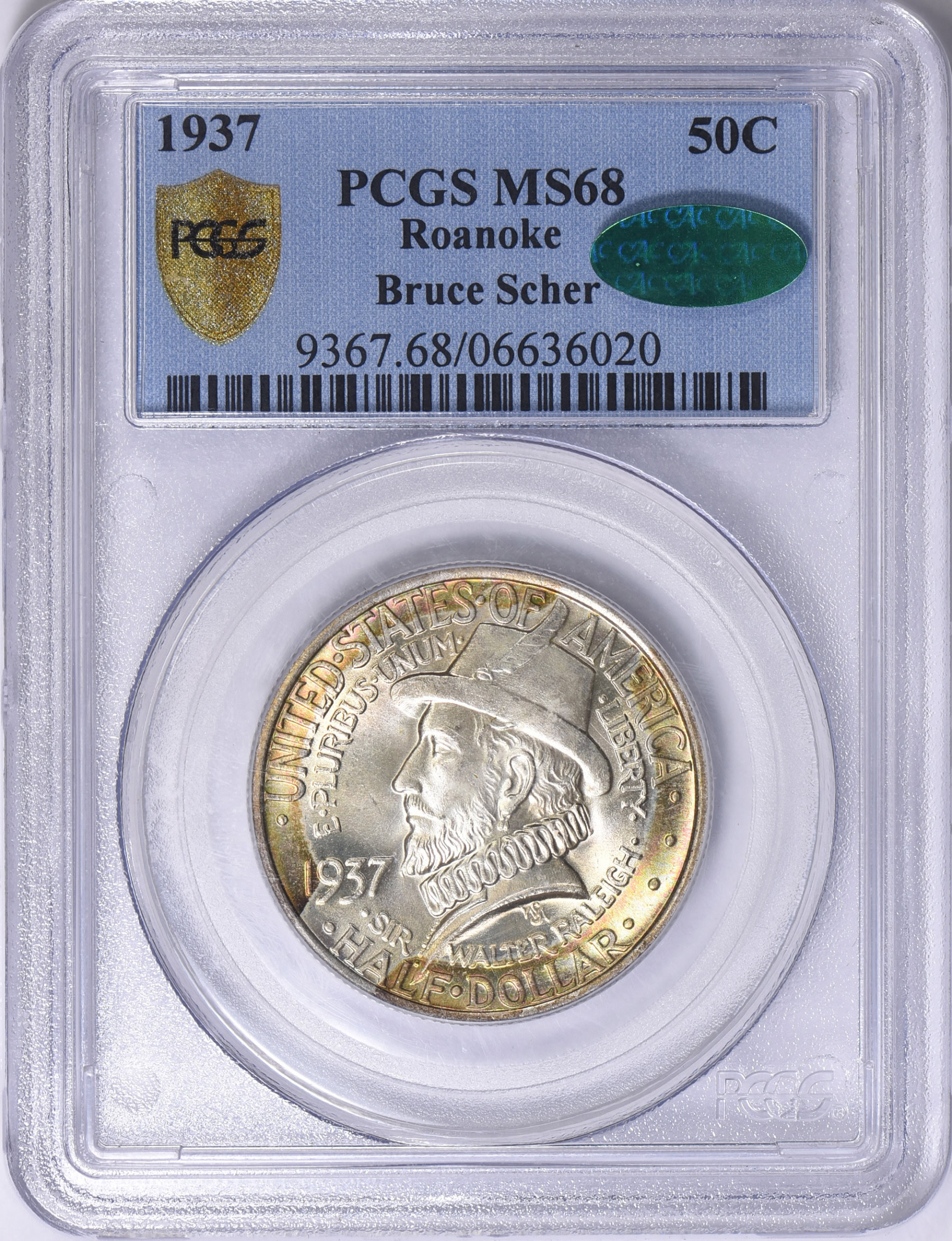1937 Roanoke Island, North Carolina, 350th Anniversary Half Dollar PCGS ...