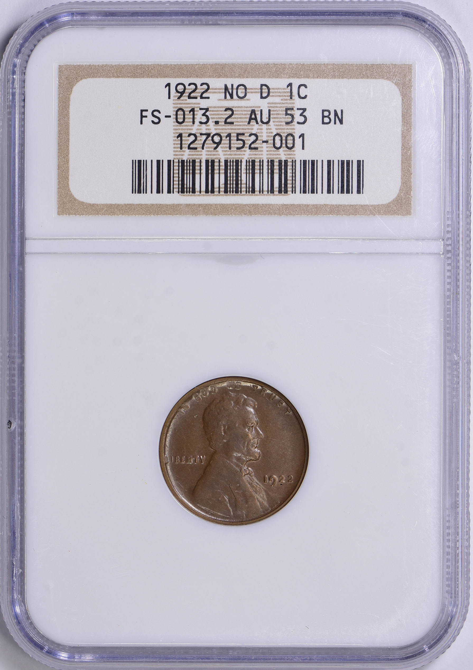 1922-No D Lincoln Cent Strong Reverse FS-013.2 NGC AU-53 BN (Item 1584406) | GreatCollections ...
