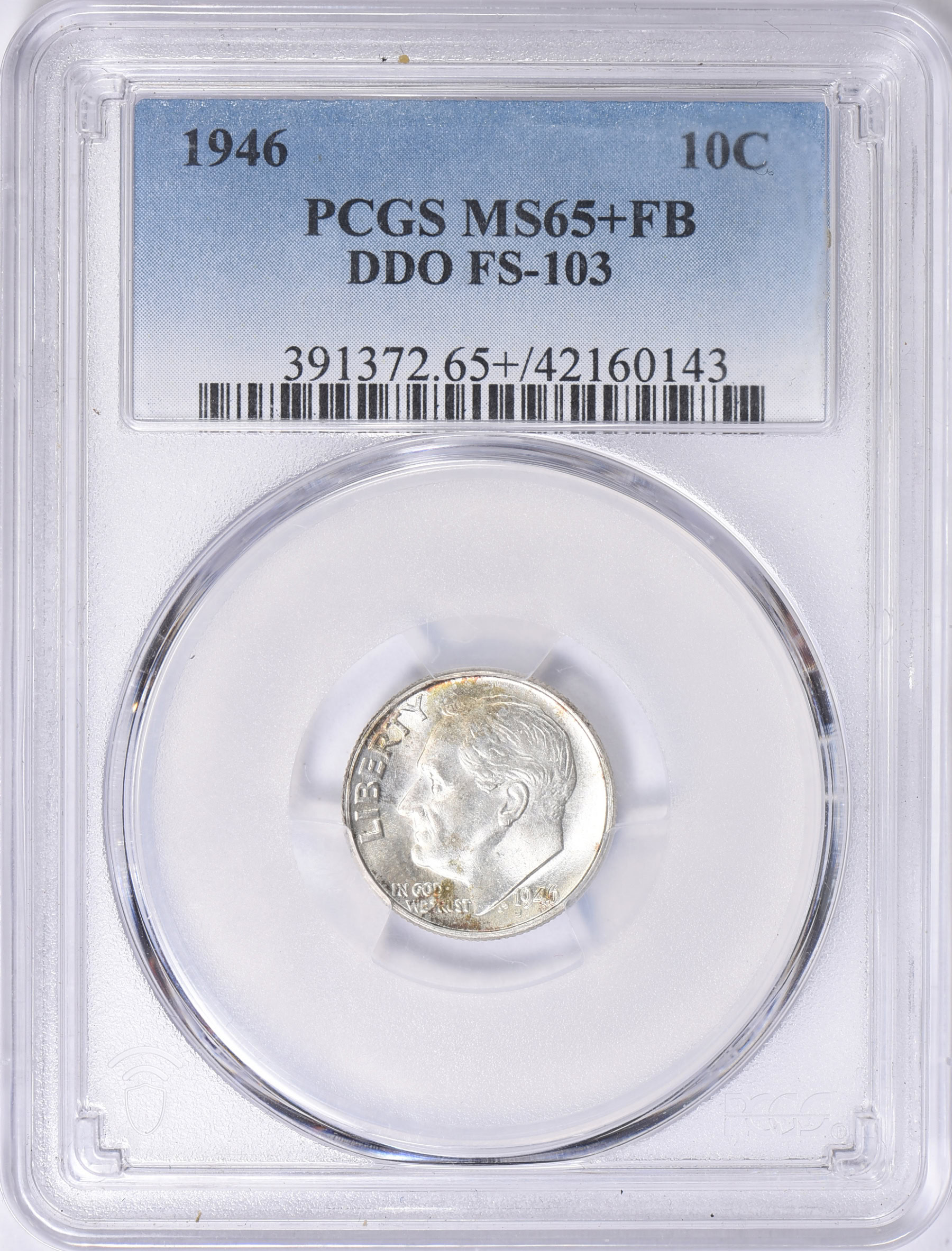 1946 Roosevelt Dime Doubled Die Obverse FS-103 PCGS MS-65+ FB (Item ...