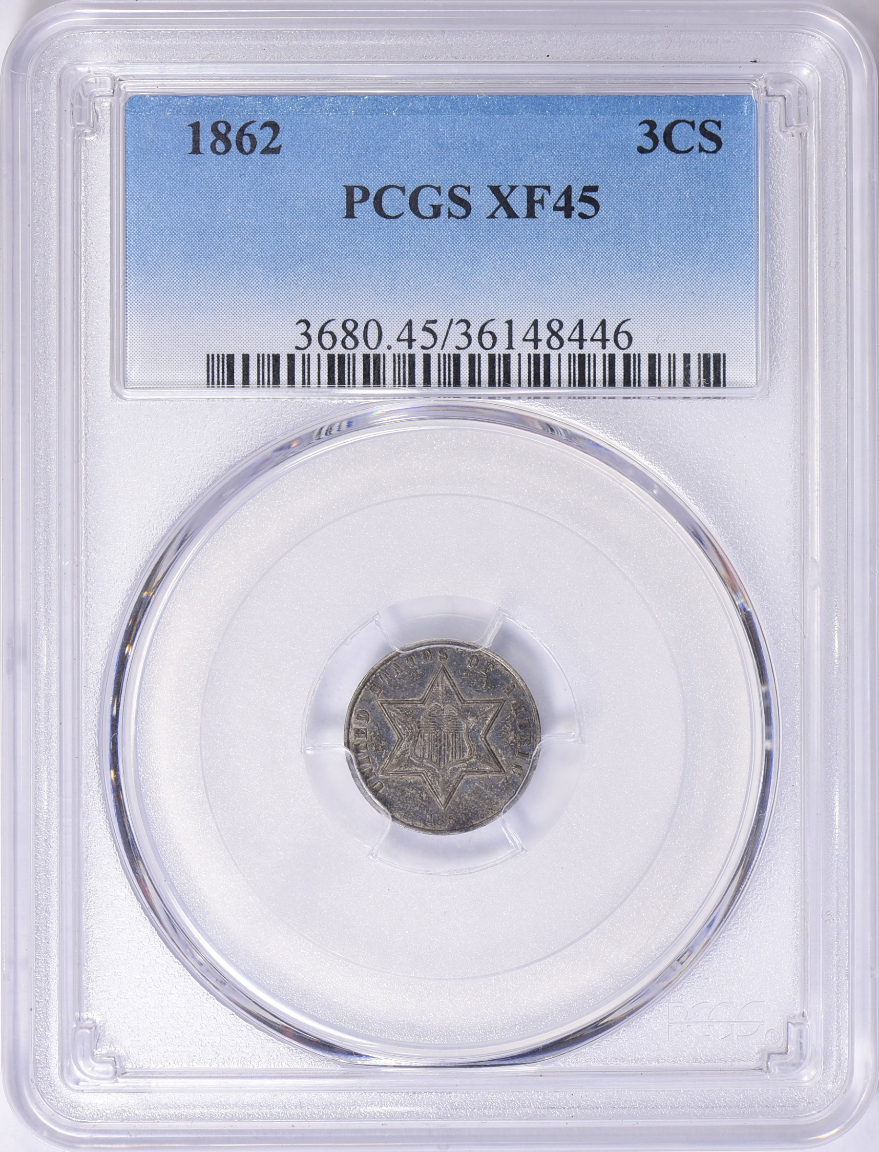 1862 Silver Three-Cent Piece PCGS XF-45 (Item 1585144) | GreatCollections Coin Auctions