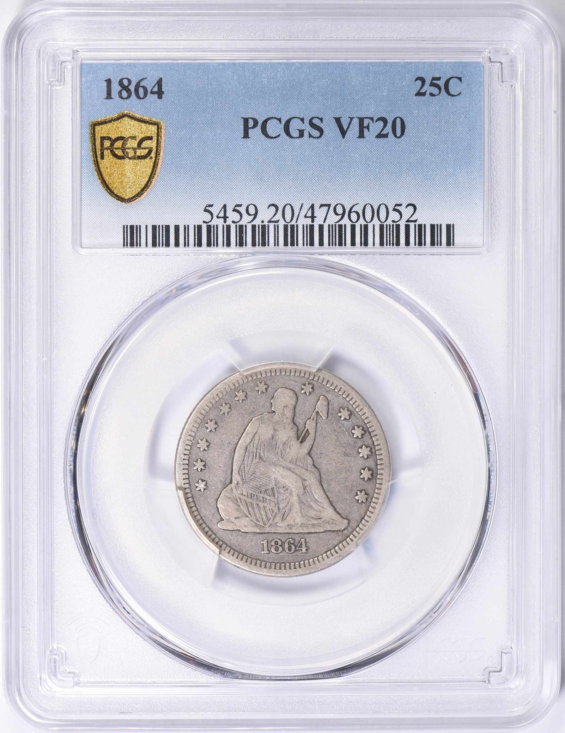 1864 Seated Liberty Quarter PCGS VF-20 (Item 1585460 ...