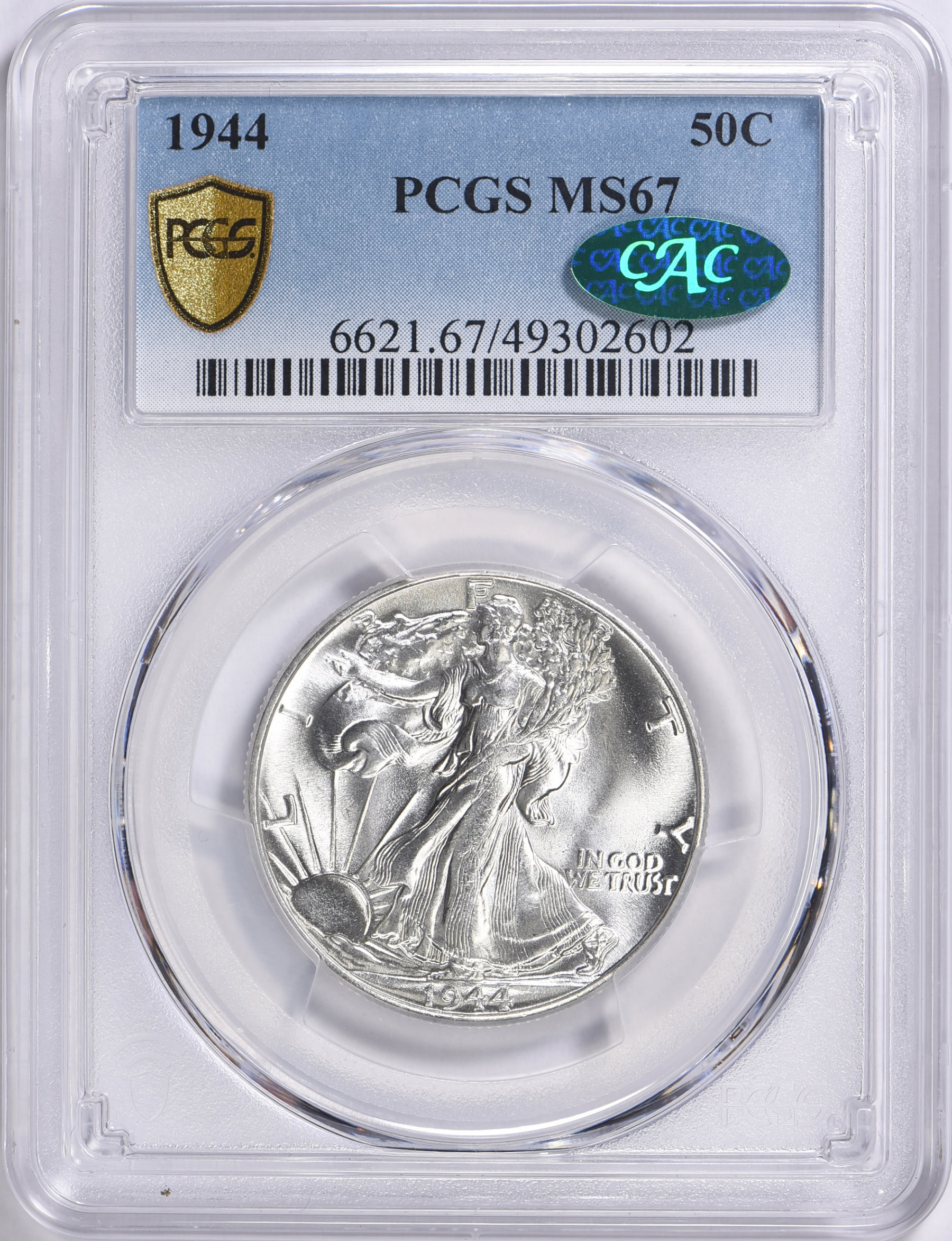 1944 Walking Liberty Half Dollar PCGS MS-67 (CAC Green) (Item 1585721) | GreatCollections Coin ...