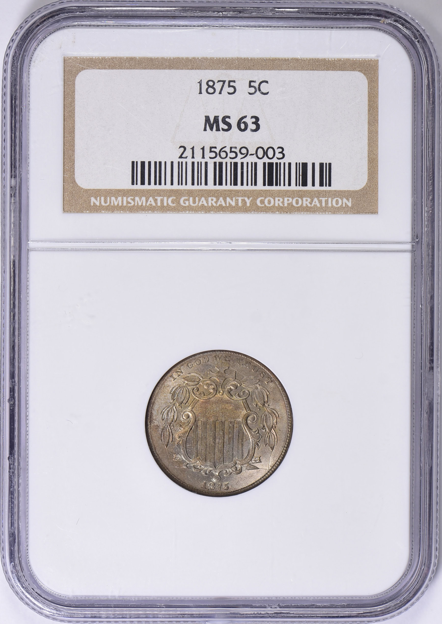 1875 Shield Nickel NGC MS-63 (Item 1585738) | GreatCollections Coin ...