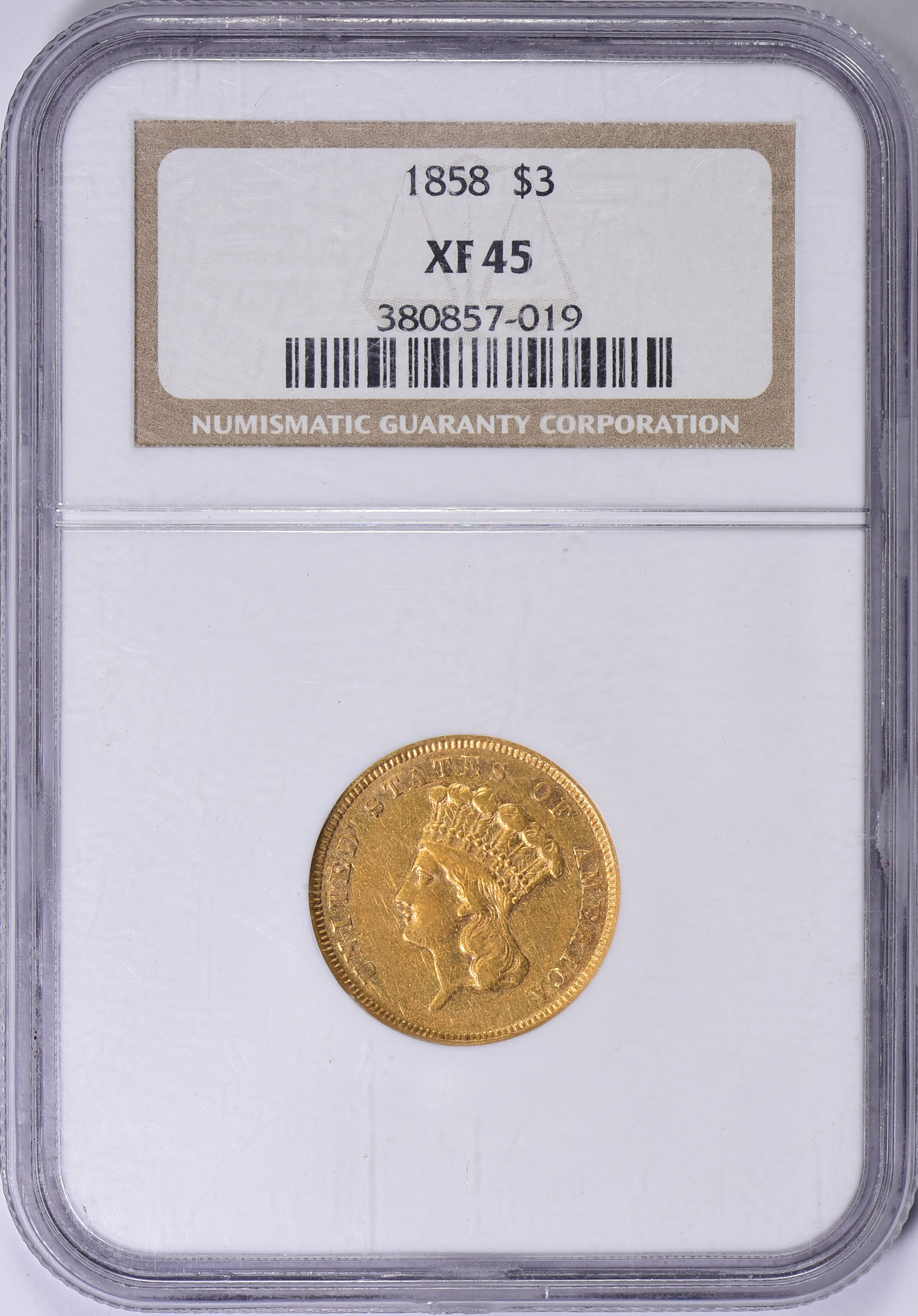 1858 Three-Dollar Gold Piece NGC XF-45 (Item 1585947 ...