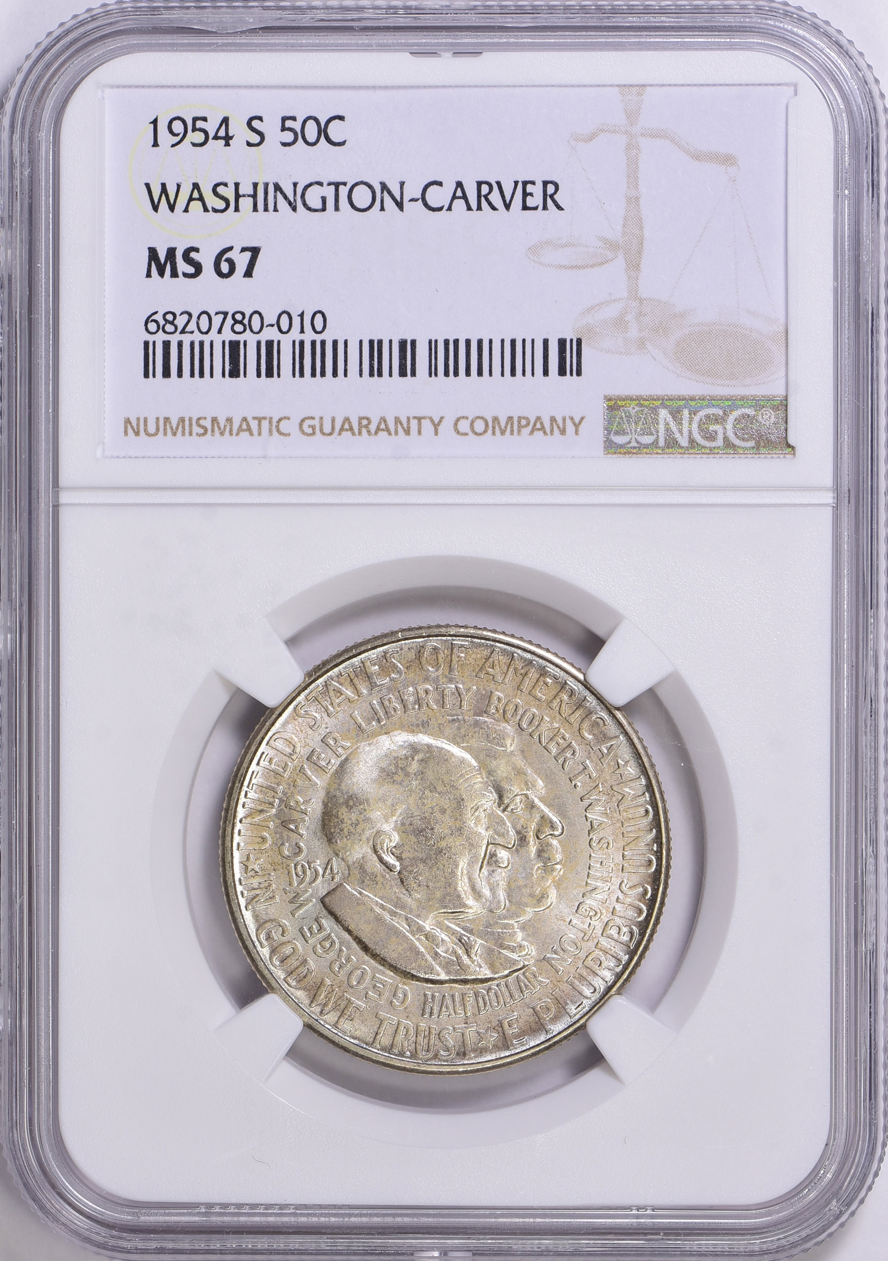 1954-S Carver/Washington Commemorative Half Dollar NGC MS-67 (Toned) (Item 1586259 ...