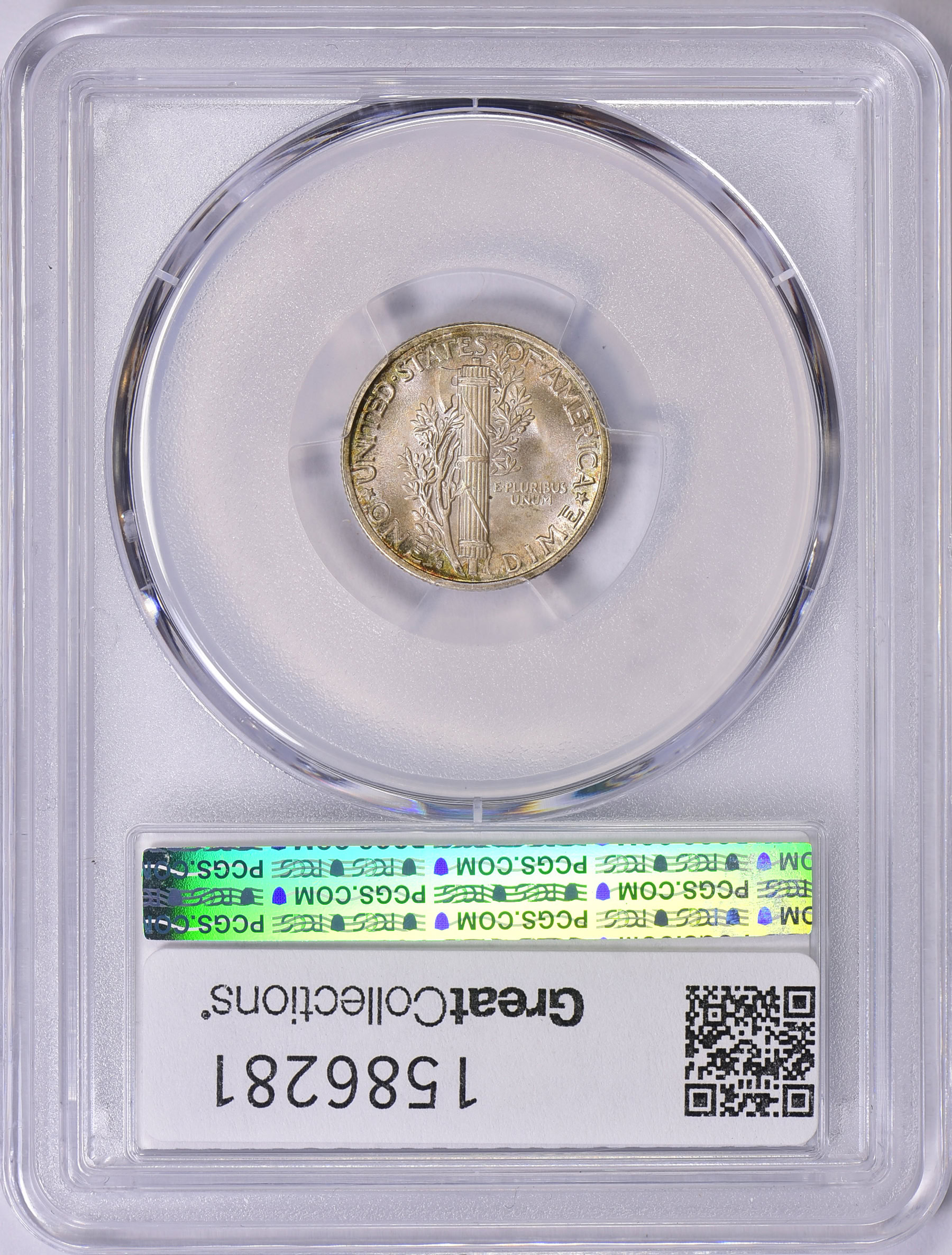 1945-S Mercury Dime Micro S PCGS MS-67+ FB (CAC Green) (Toned) (Item 1586281) | GreatCollections ...