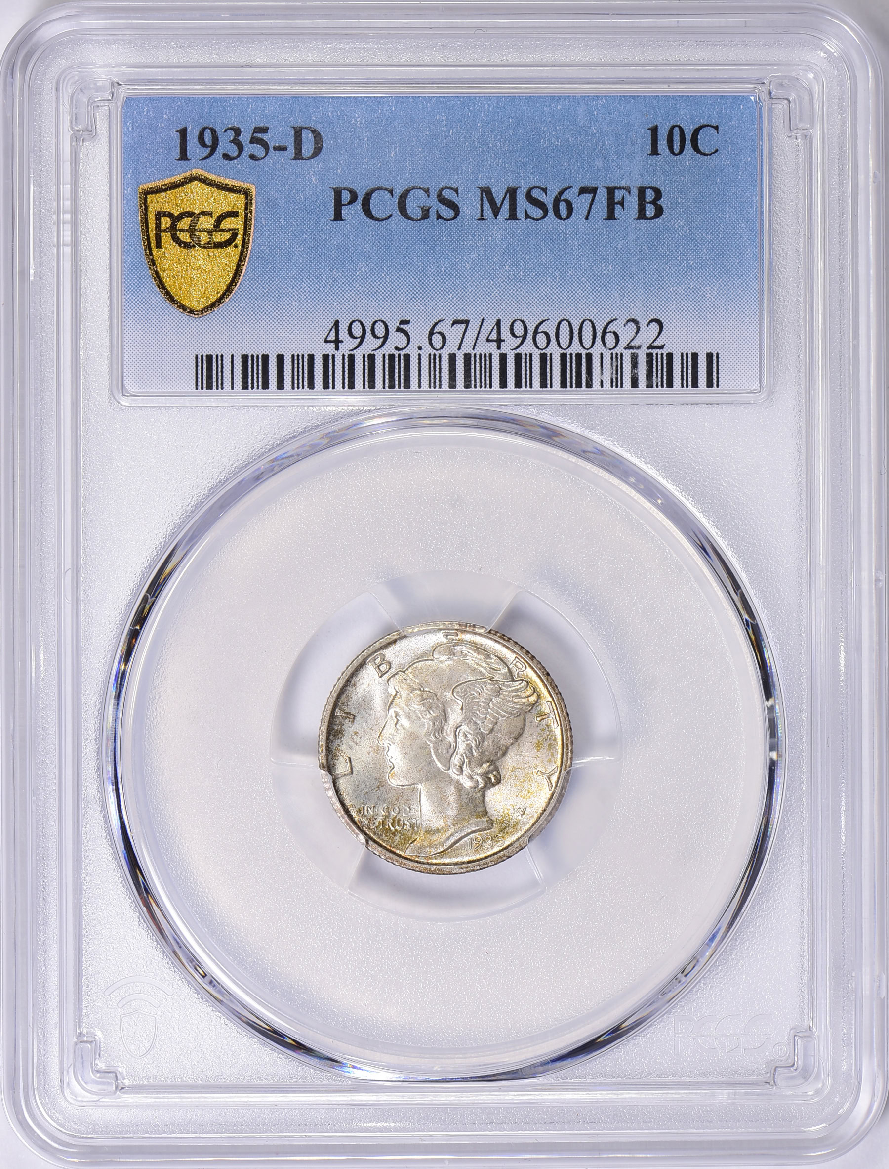 1935-D Mercury Dime PCGS MS-67 FB (Toned) (Item 1586282) | GreatCollections Coin Auctions