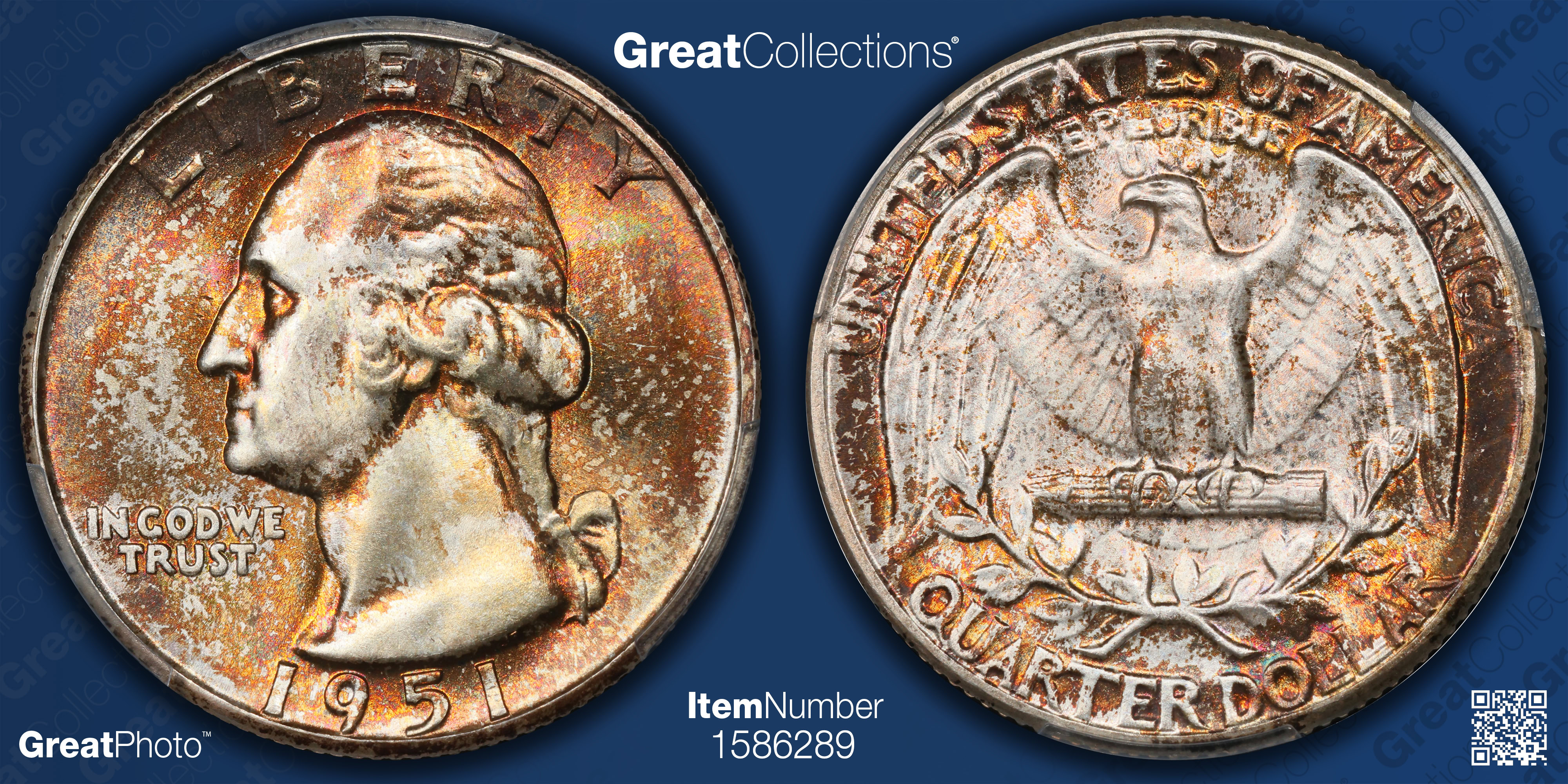 1951 Washington Quarter PCGS MS-67 (Toned) (Item 1586289 ...