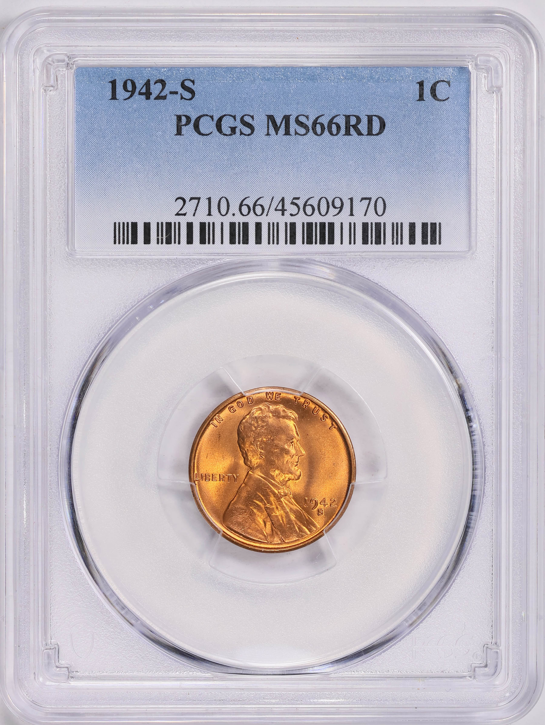 1942-S Lincoln Cent PCGS MS-66 RD (Item 1586750) | GreatCollections Coin Auctions