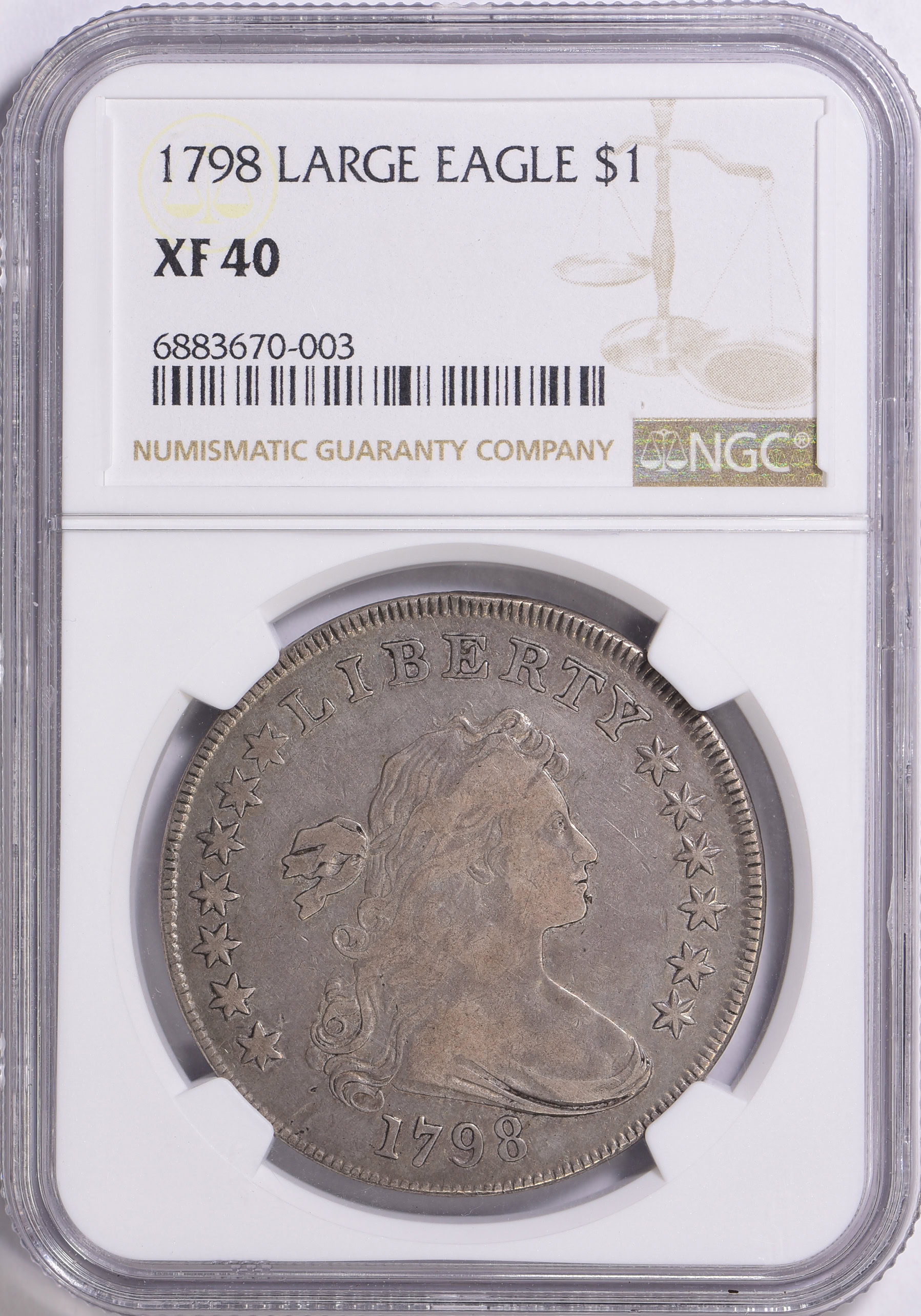 1798 Draped Bust Silver Dollar Large Eagle NGC XF-40 (Item 1587088 ...