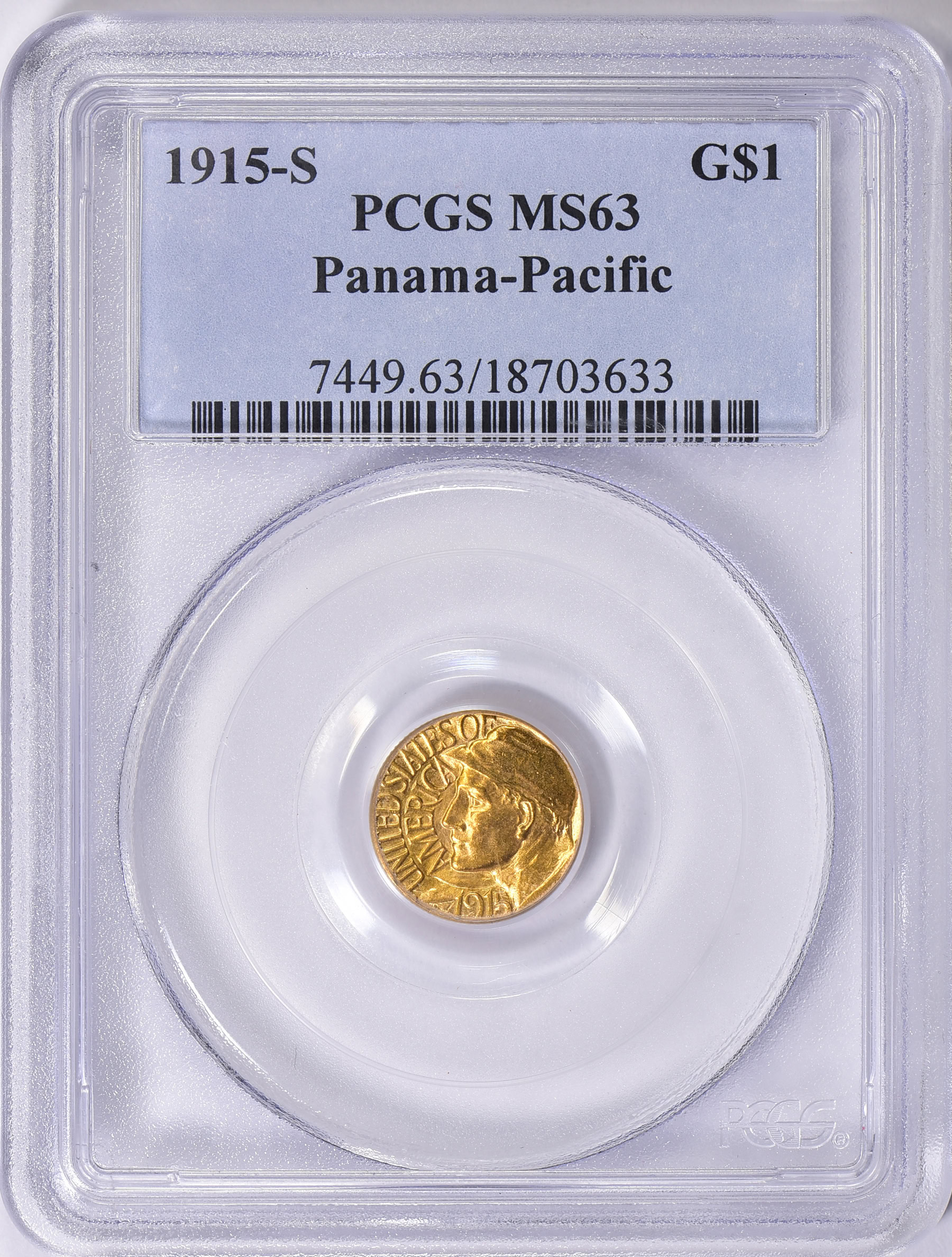 1915-S Panama-Pacific Exposition Gold Dollar PCGS MS-63 (Item 1587511) | GreatCollections Coin ...